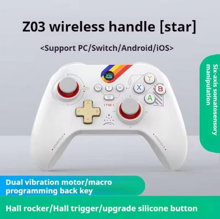 New Z04 Wireless BT Game Controller Six-axis Gyroscope Hall Joystick Gamepad for Android/IOS/PC ...