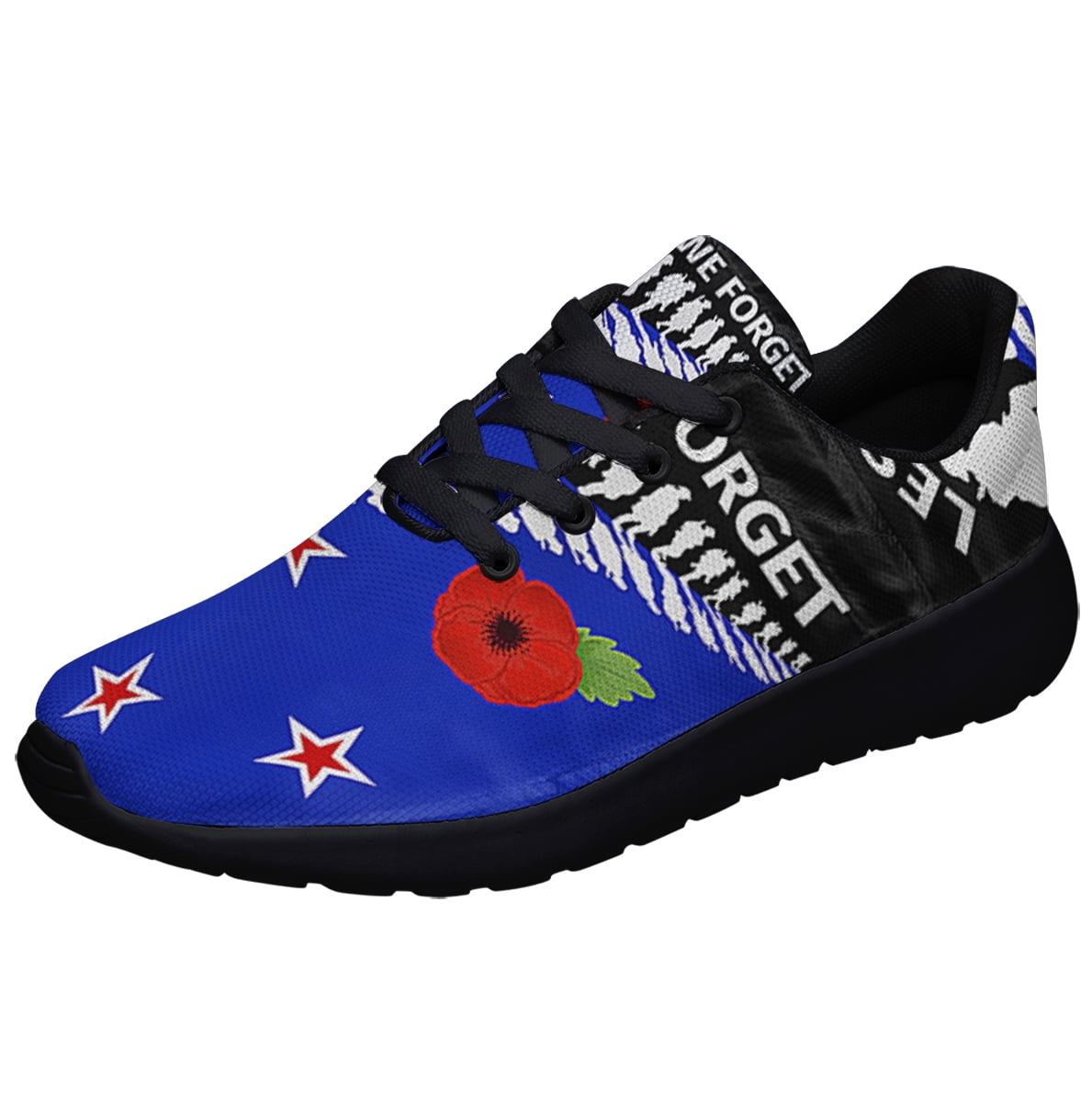 New Zealand Anzac Day LeStWe Forget Shoes Sneakers for Women Men Black ...