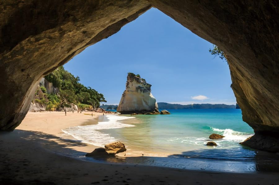 New Zealand Beach Backdrop Coromandel Cathedral Cove Natural Scenery ...