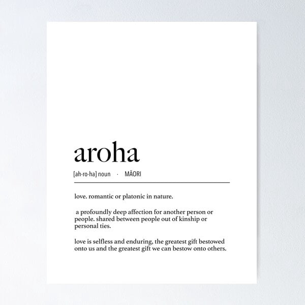 New Zealand Maori Aroha (Love) Definition Poster Wall Art, Modern Wall ...