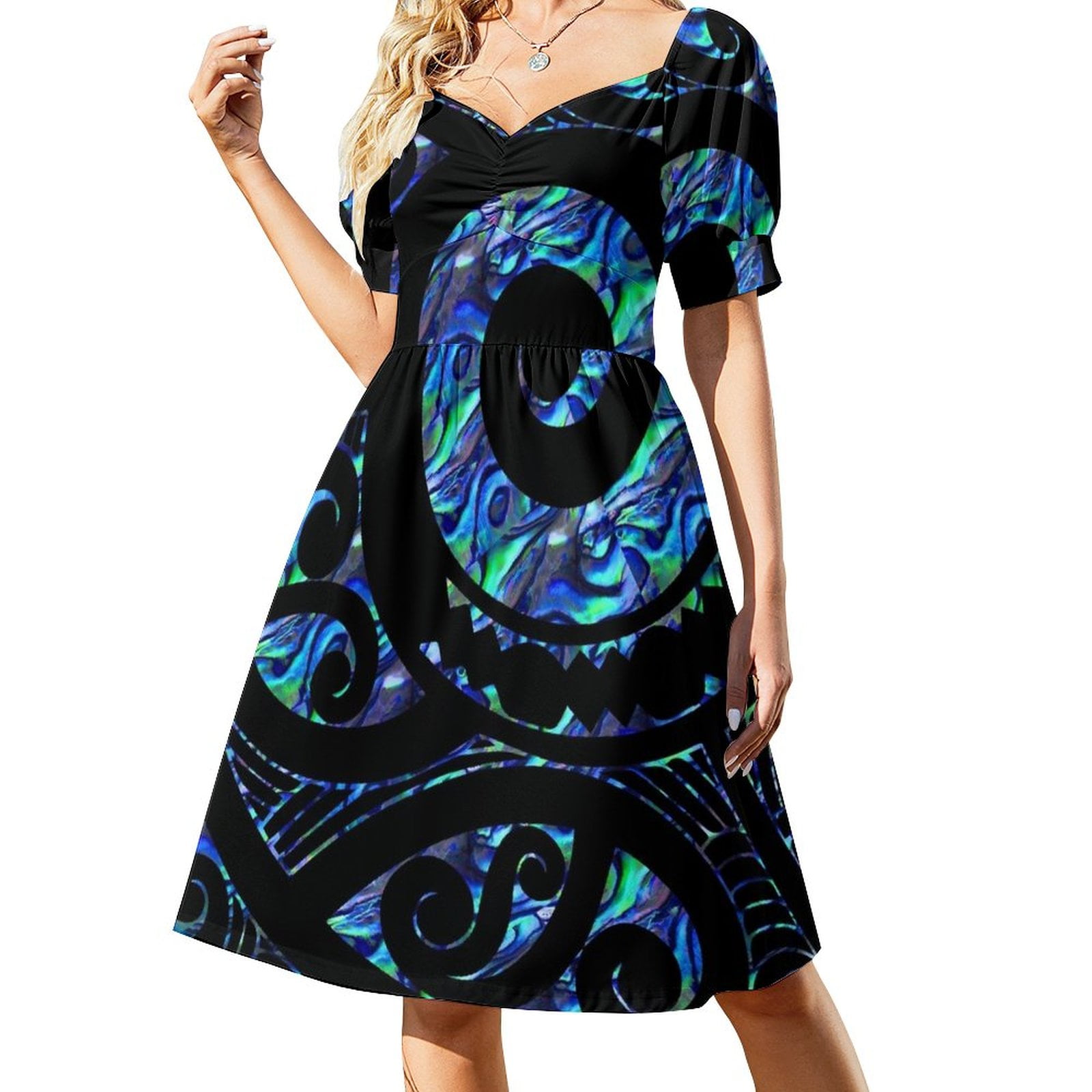 New Zealand Maori Paua Tattoo Koru Design Dress dress for woman elegant ...