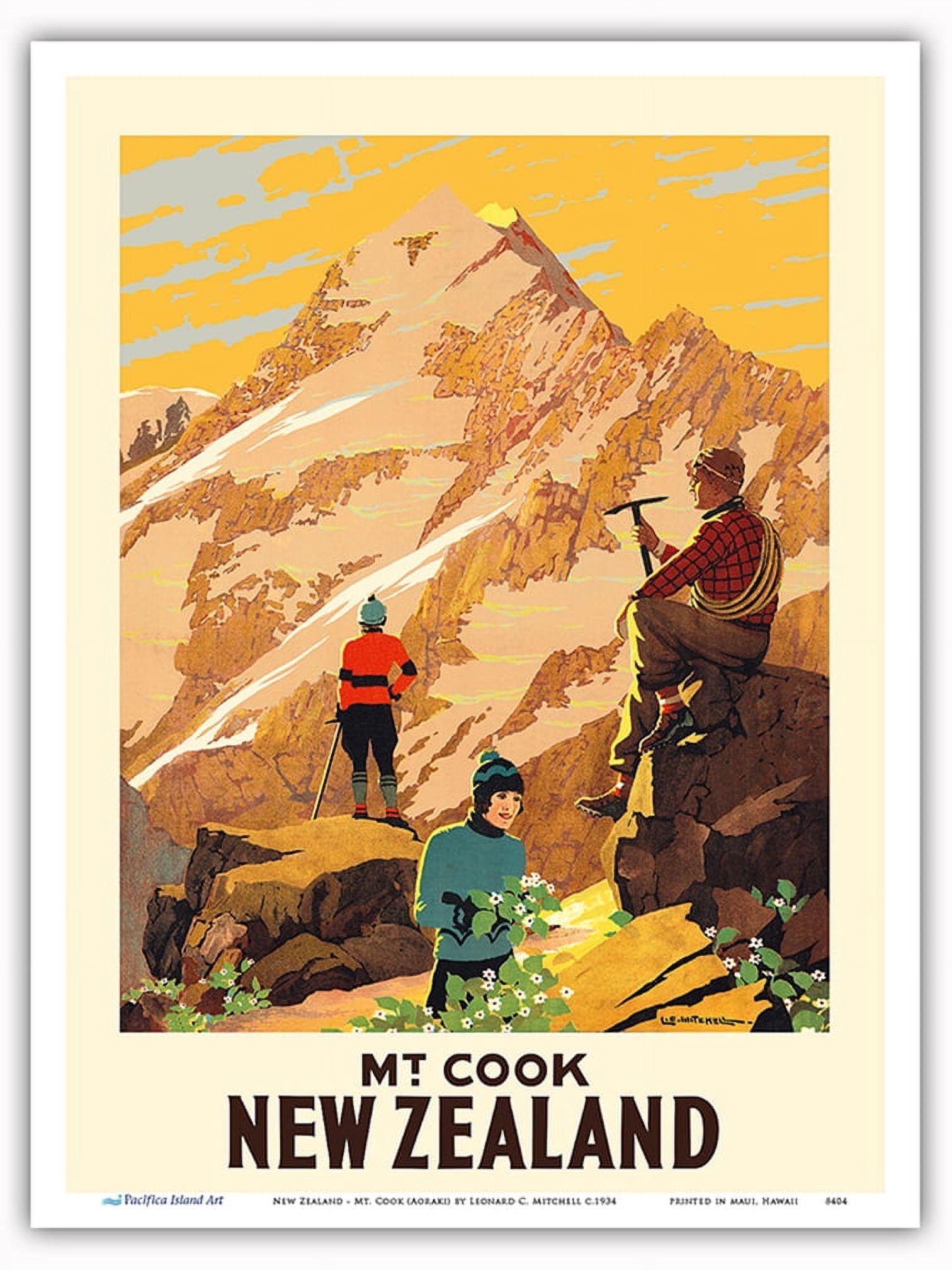 New Zealand - Mt. Cook (Aoraki) Mountain Climbers - Vintage Travel ...