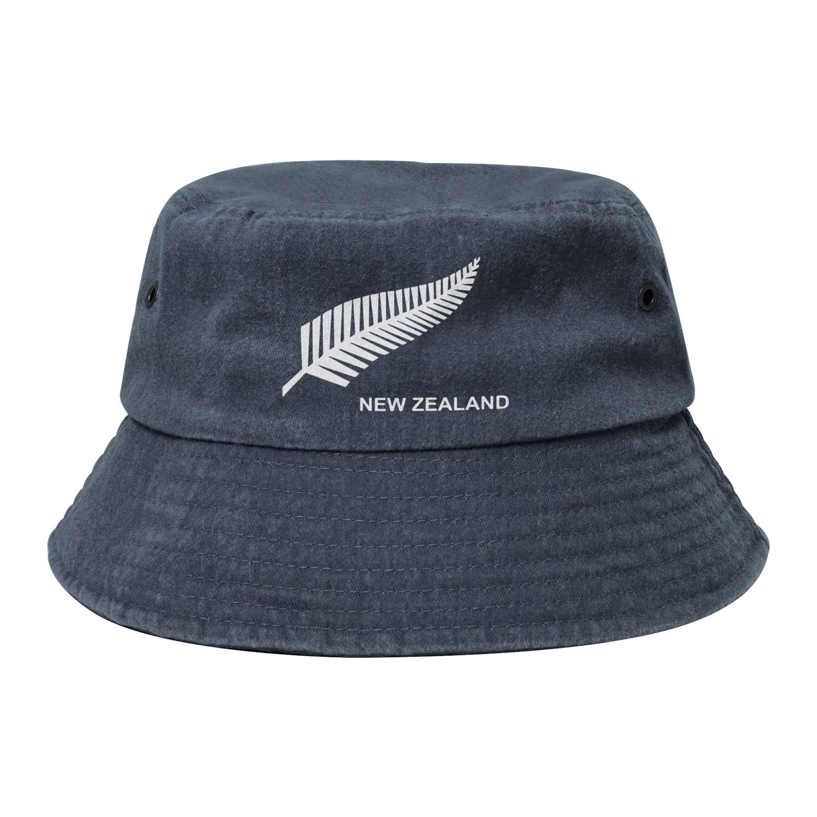 New Zealand `Silver Fern` Flag Washed Bucket Hat For Men Women Denim ...
