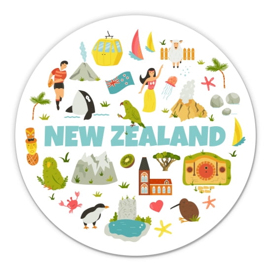 New Zealand Travel - 5" Vinyl Sticker - For Car Laptop I-Pad ...