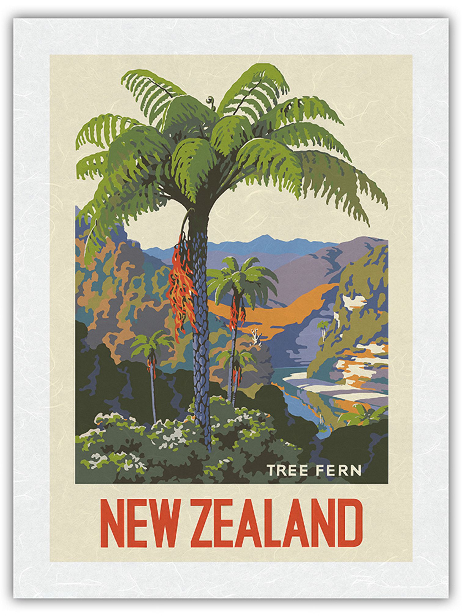 New Zealand - Tree Fern - Vintage Travel Poster by Marcus King c.1950 ...
