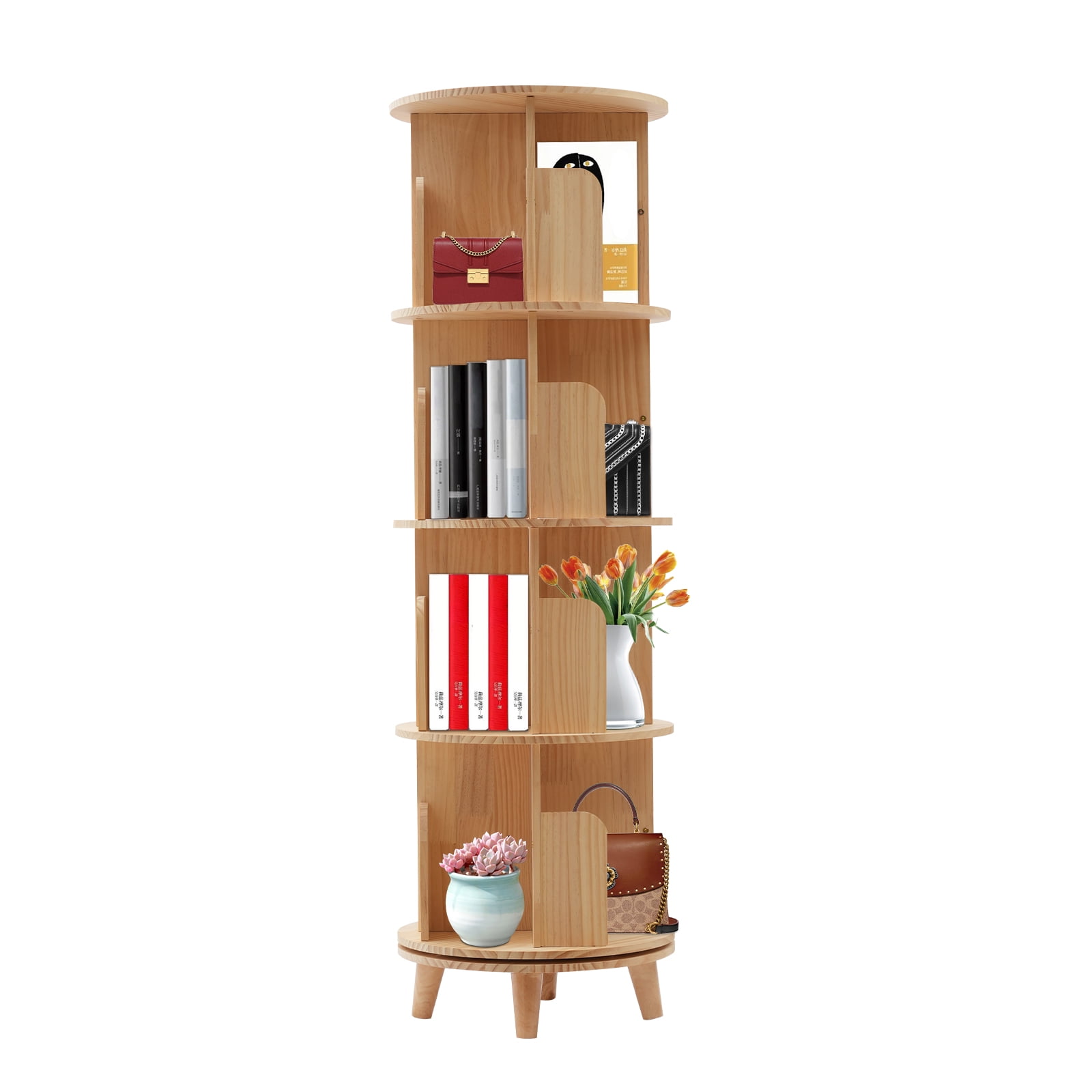 New Zealand pine wood revolving bookstand, 4-tier design, 16 ...