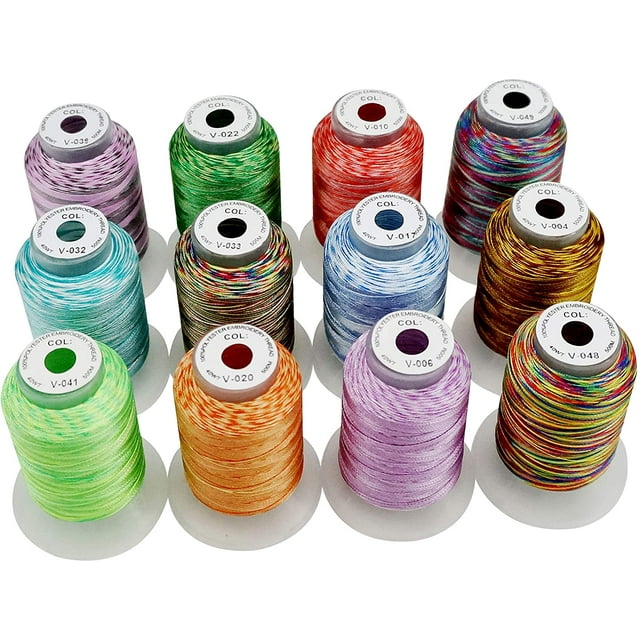 New brothread 12 Colors Variegated Polyester Embroidery Machine Thread ...