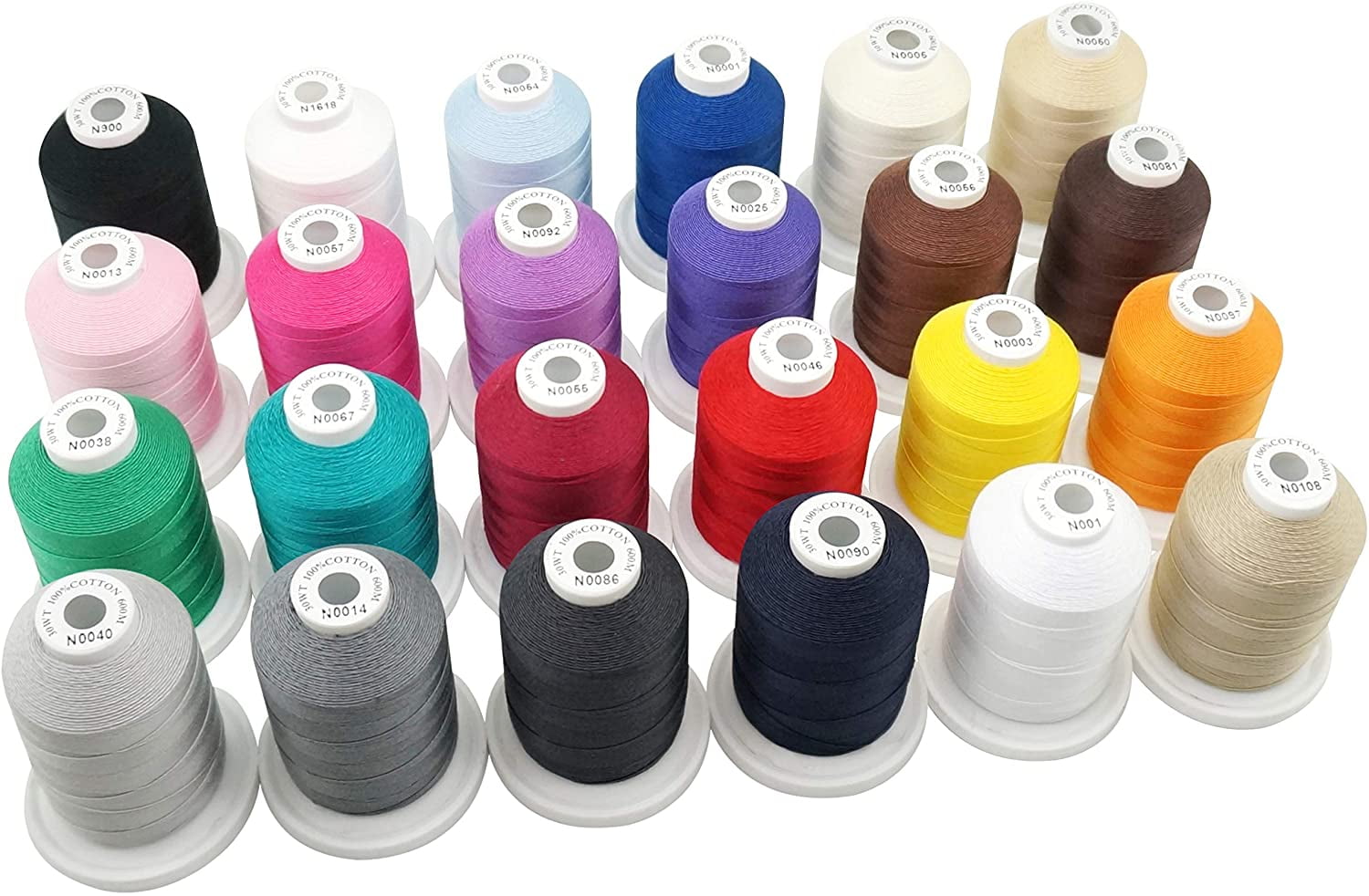 New brothread Mercerized Cotton Thread, 24 Colors, 30WT 600M(660Y ...