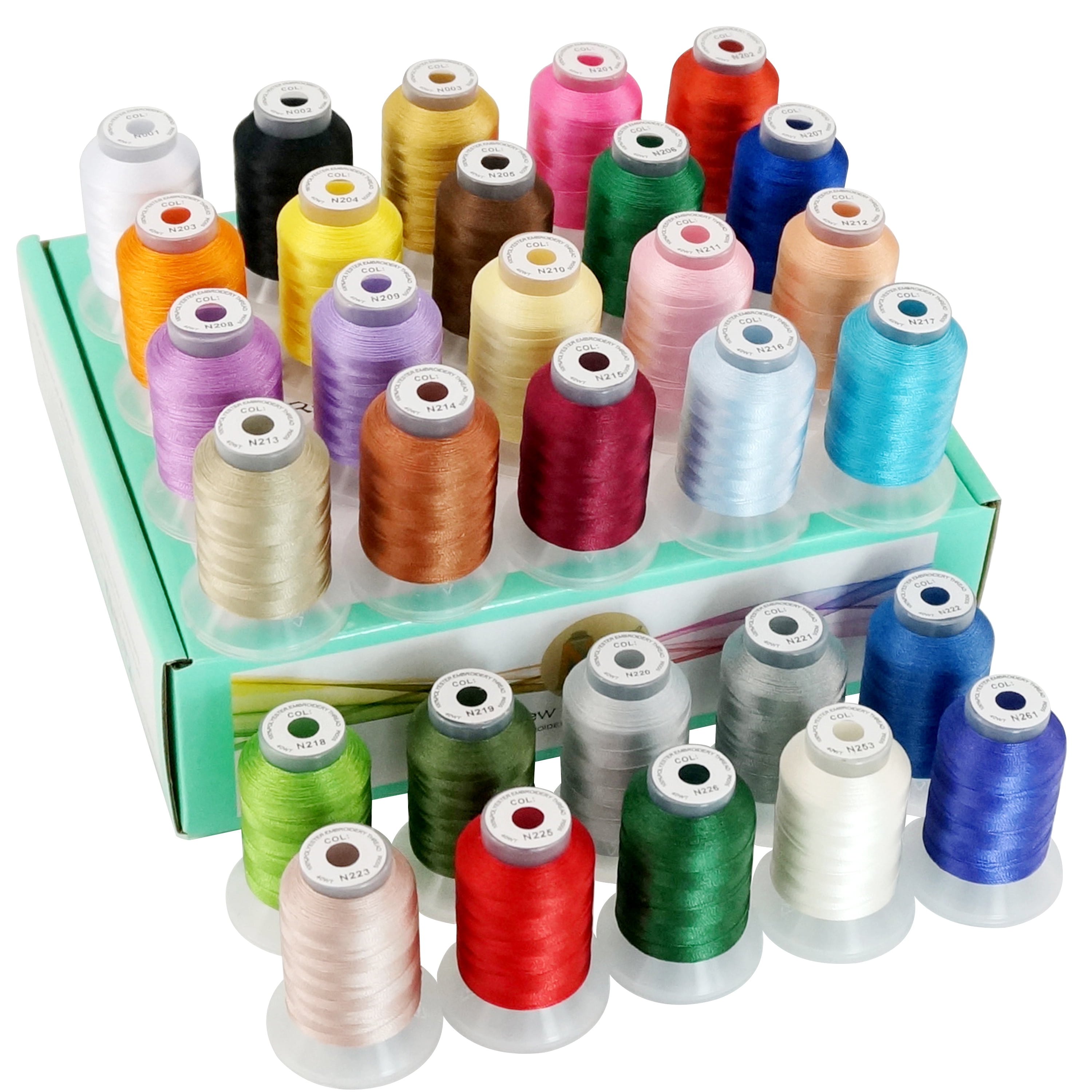 New brothread Polyester Embroidery Thread Assortment 30 Colors 500M ...
