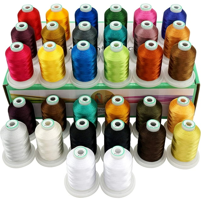 New brothread 32 Spools Polyester Embroidery Machine Thread Kit 1000M ...