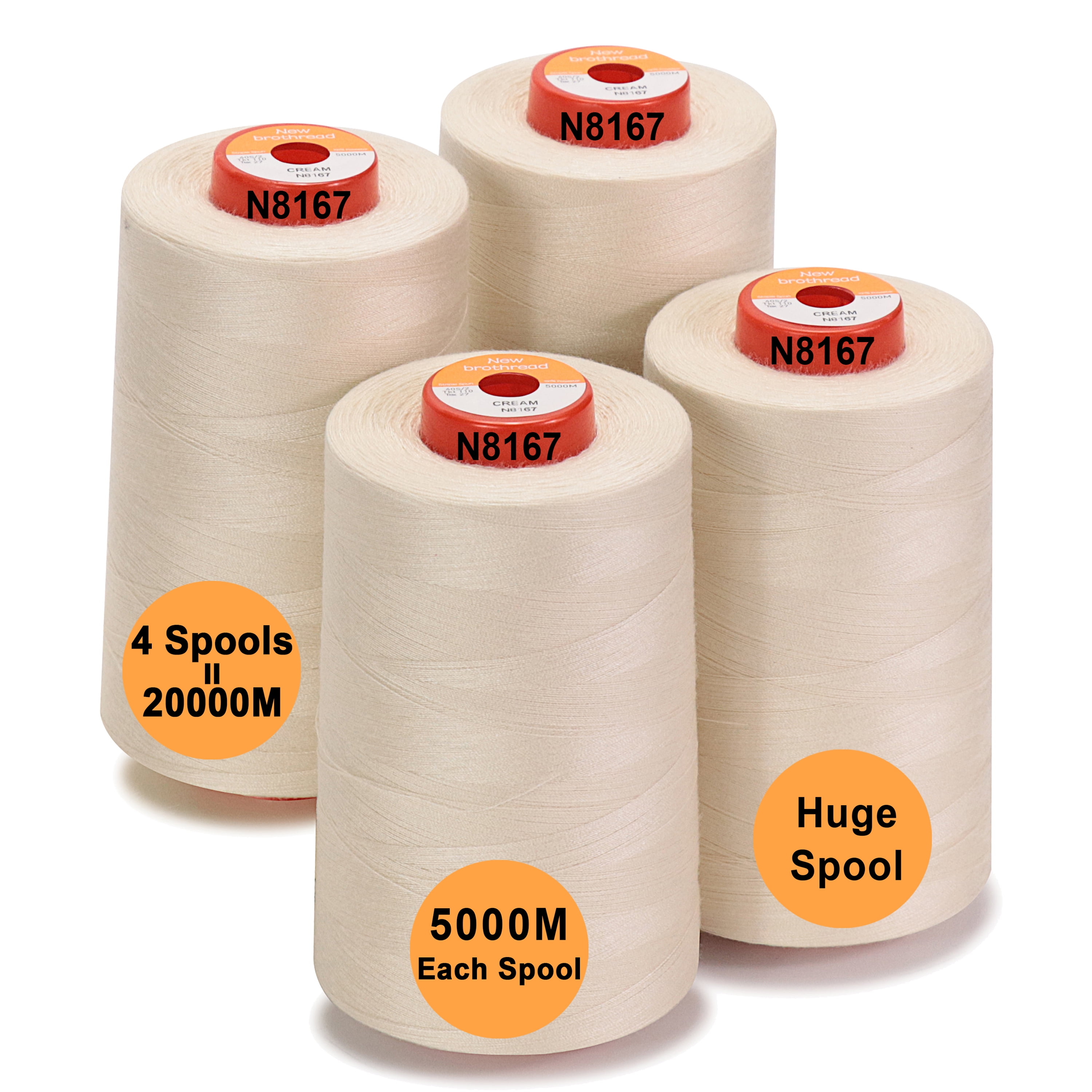 New brothread 4 Large Cones of Polyester Sewing Serger Quilting Thread ...