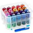 New brothread 40 Color Embroidery Thread Kit, 500m Spools, Polyester, Clear Storage Box ...