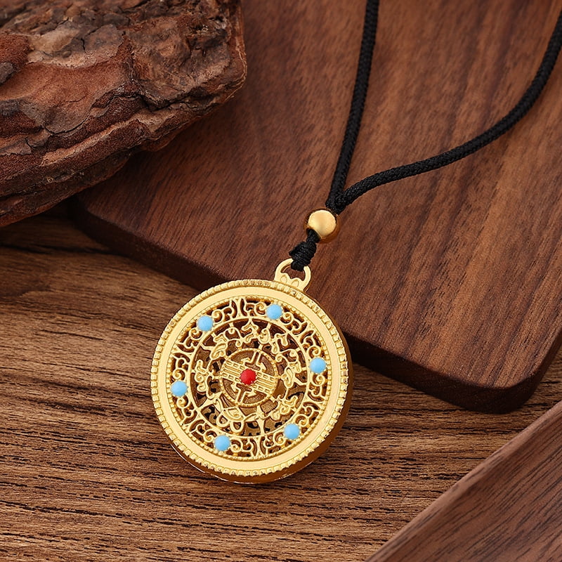 New color retaining gold pendant necklace Wufu perfect national style ...