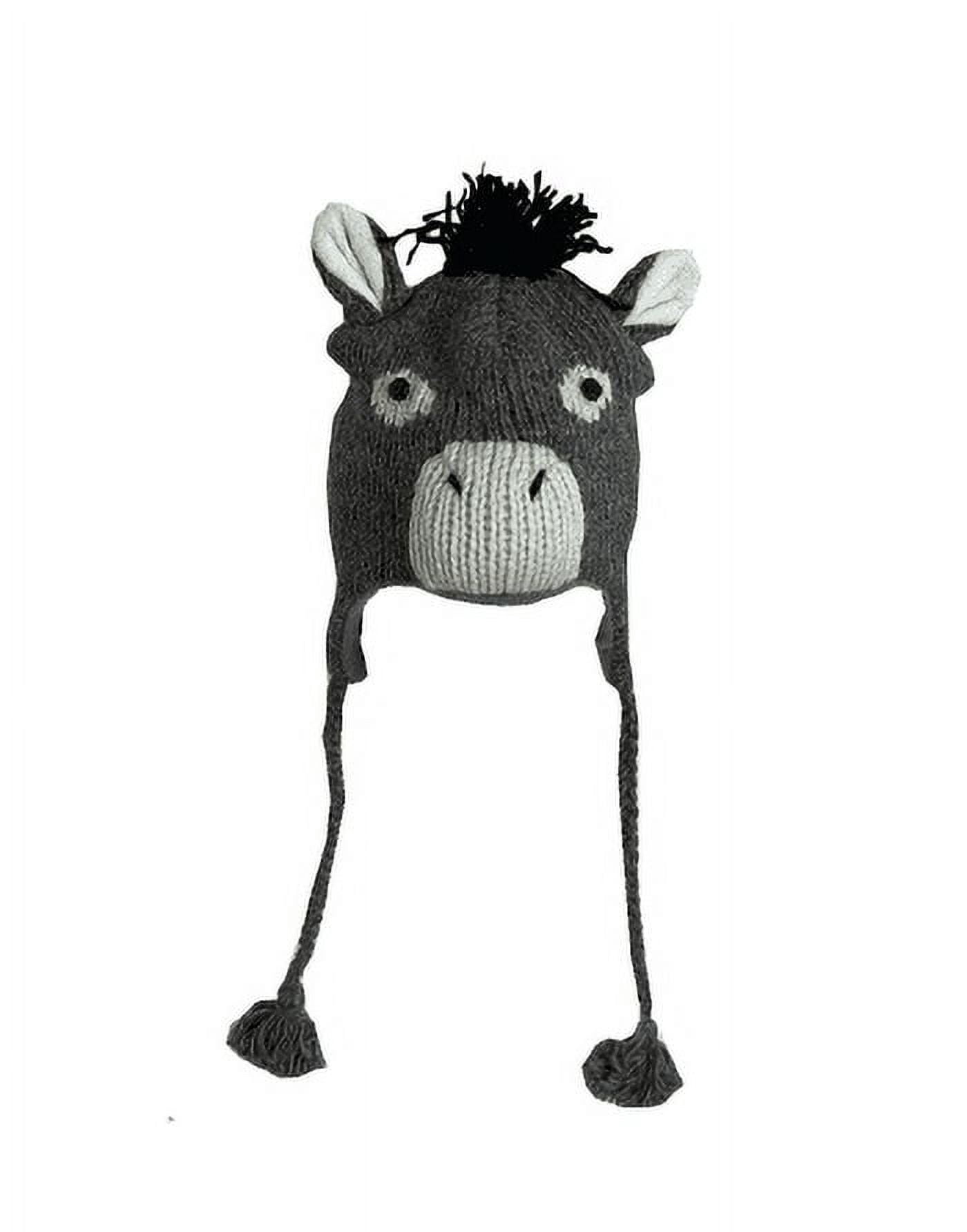 New donkey Woolen Animal Hat Hand-Knitted with Micro Fleece Lining for ...