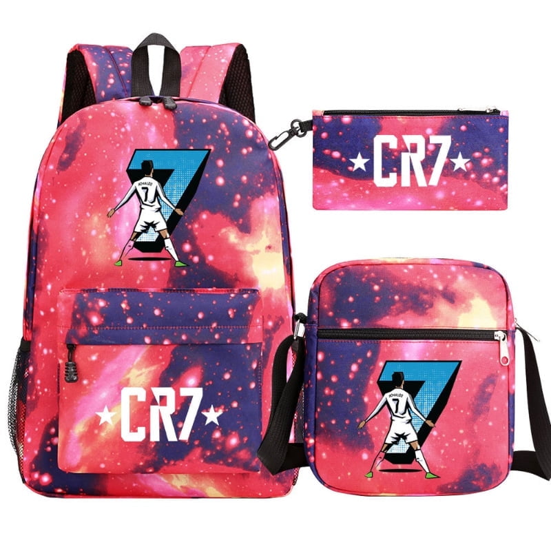New football star Cristiano-Ronaldo printed youth backpack + Lunch bag ...