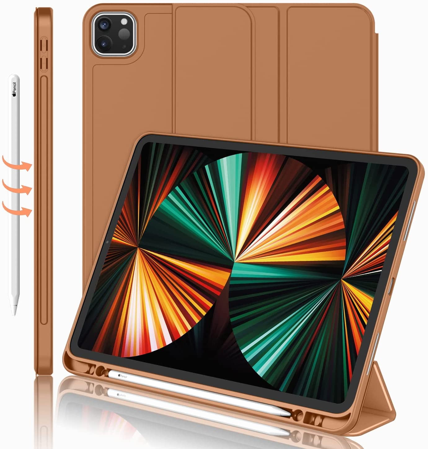 New iPad Pro 12.9 Case 2022(6th Gen)/2021(5th Gen) with Pencil Holder [Support iPad 2nd Pencil ...