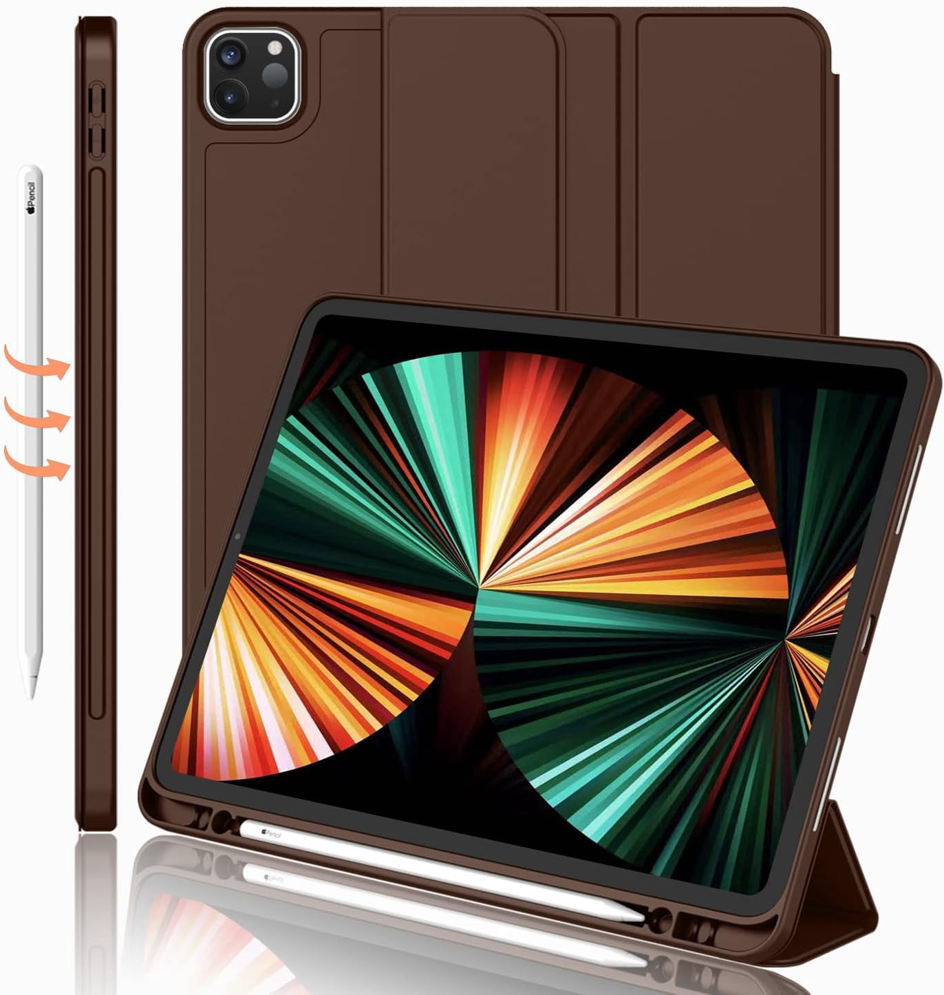 New iPad Pro 12.9 Case 2022(6th Gen)/2021(5th Gen) with Pencil Holder [Support iPad 2nd Pencil ...