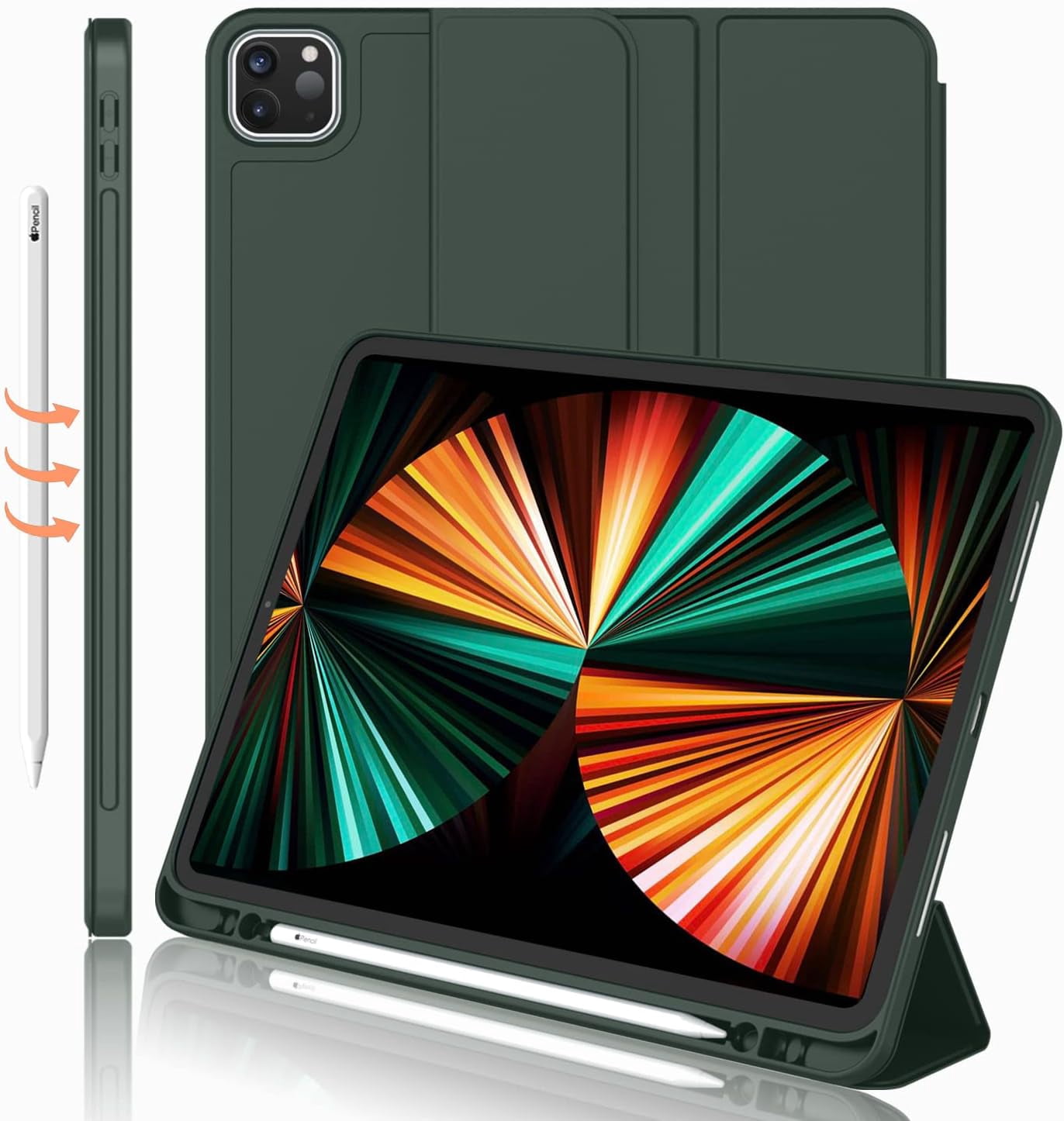 New iPad Pro 12.9 Case 2022(6th Gen)/2021(5th Gen) with Pencil Holder [Support iPad 2nd Pencil ...