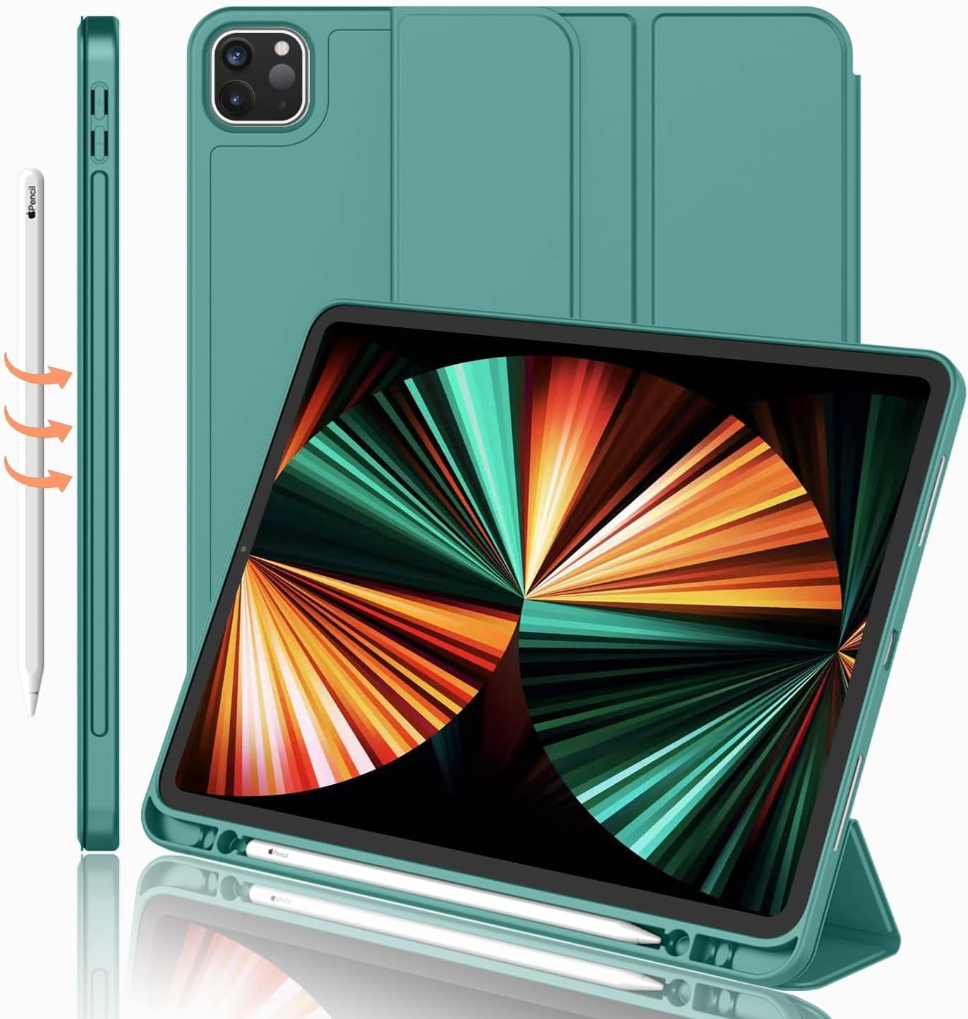 New iPad Pro 12.9 Case 2022(6th Gen)/2021(5th Gen) with Pencil Holder [Support iPad 2nd Pencil ...