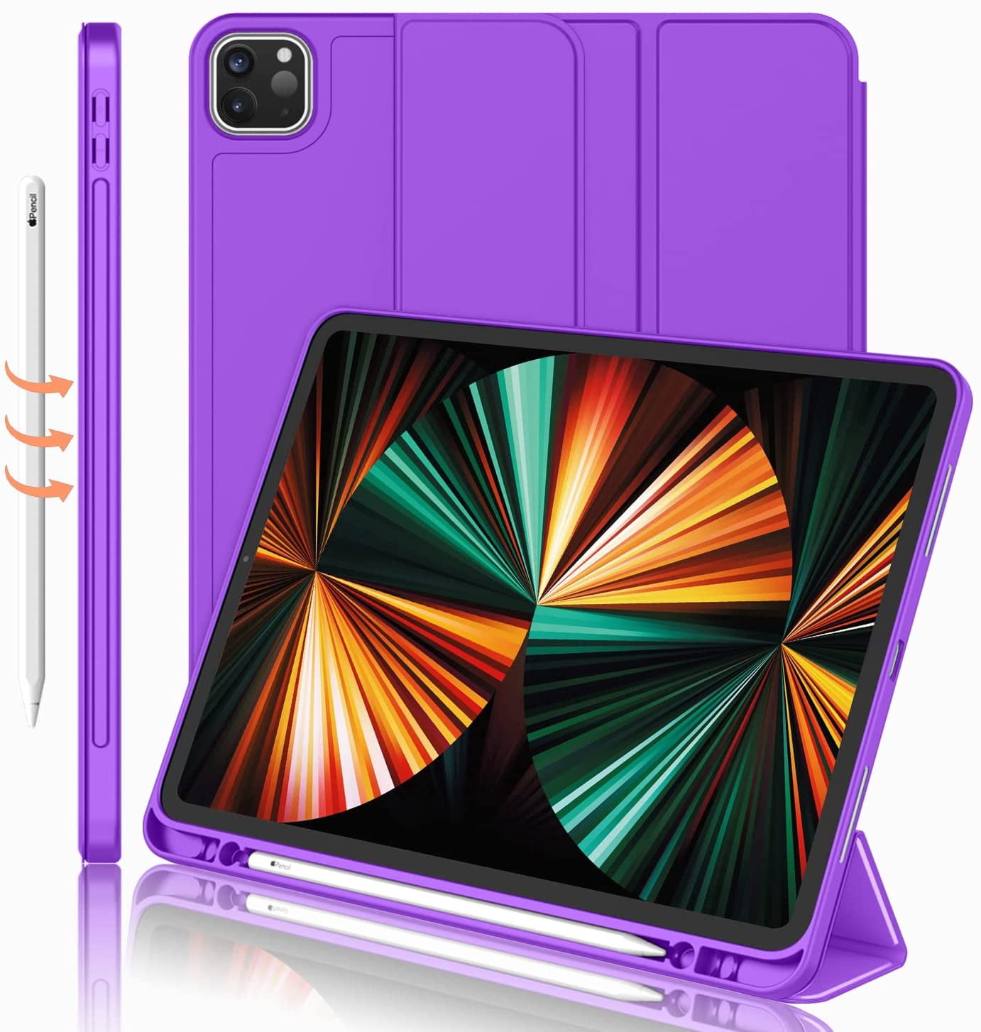 New iPad Pro 12.9 Case 2022(6th Gen)/2021(5th Gen) with Pencil Holder [Support iPad 2nd Pencil ...