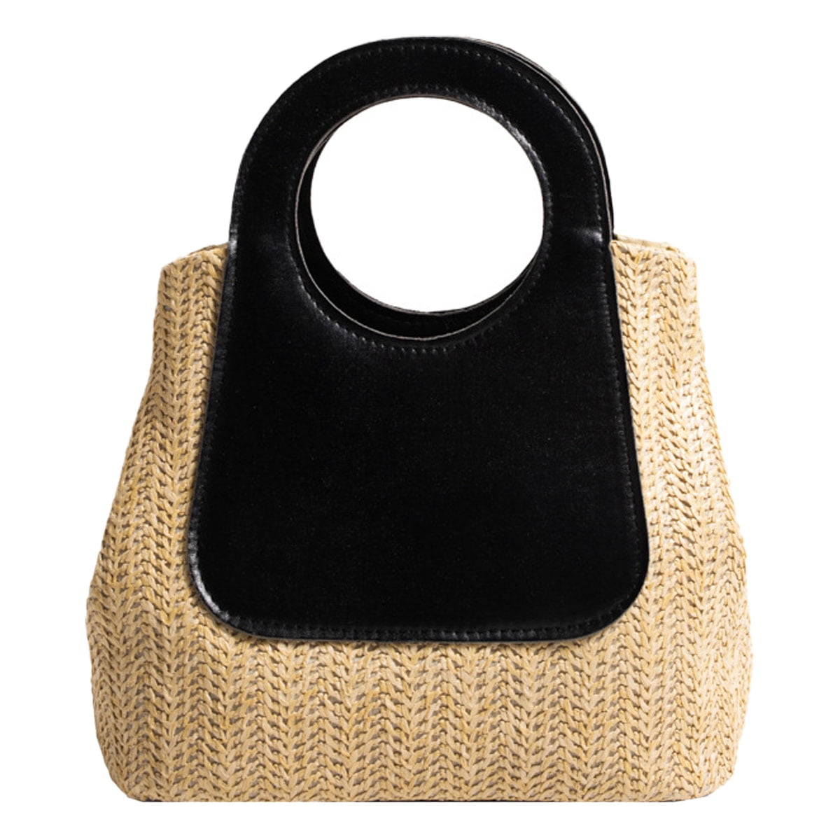 New large-capacity handbag simple beach bag contrast straw bucket bag ...