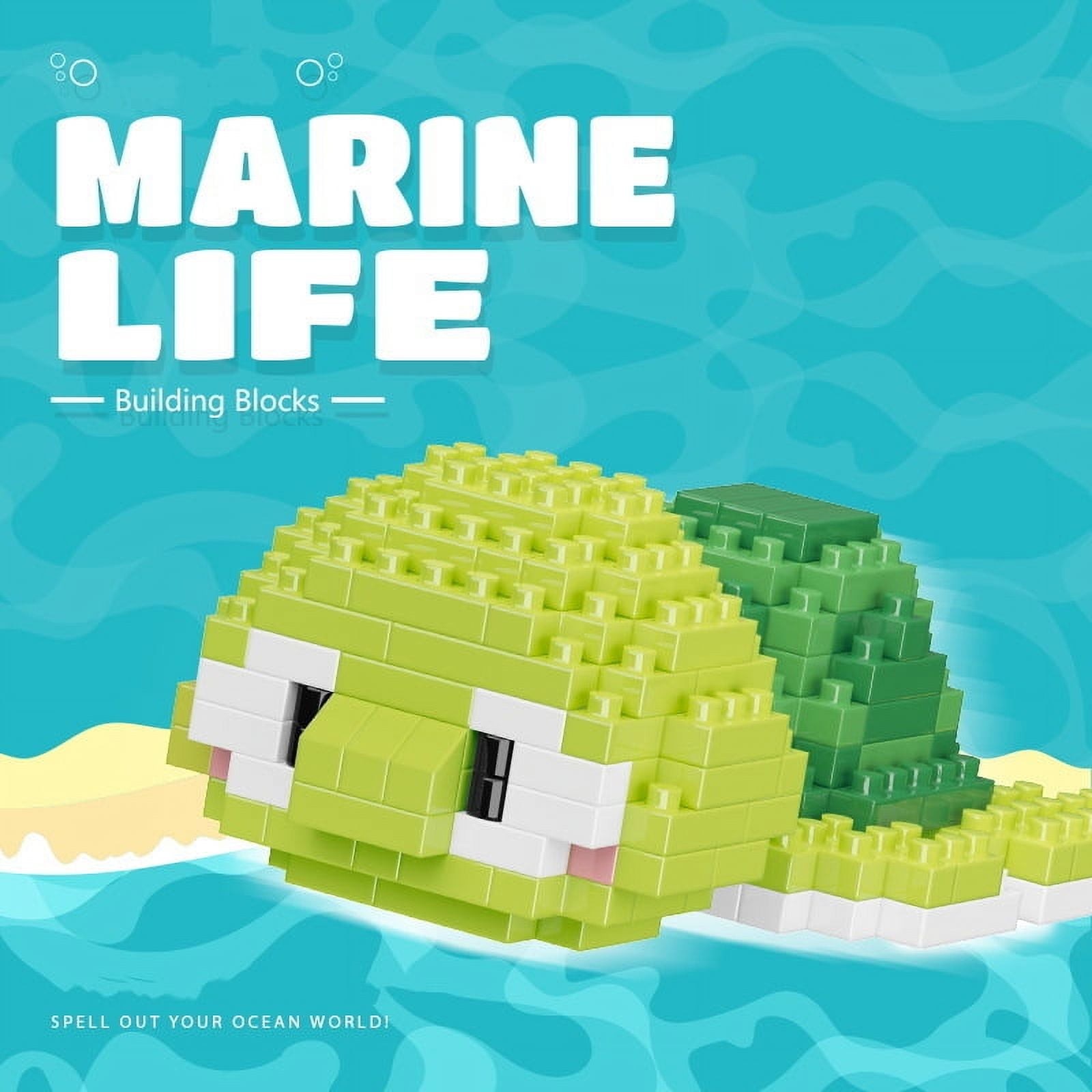New marine life series building blocks turtle, beluga, seahorse, crab ...