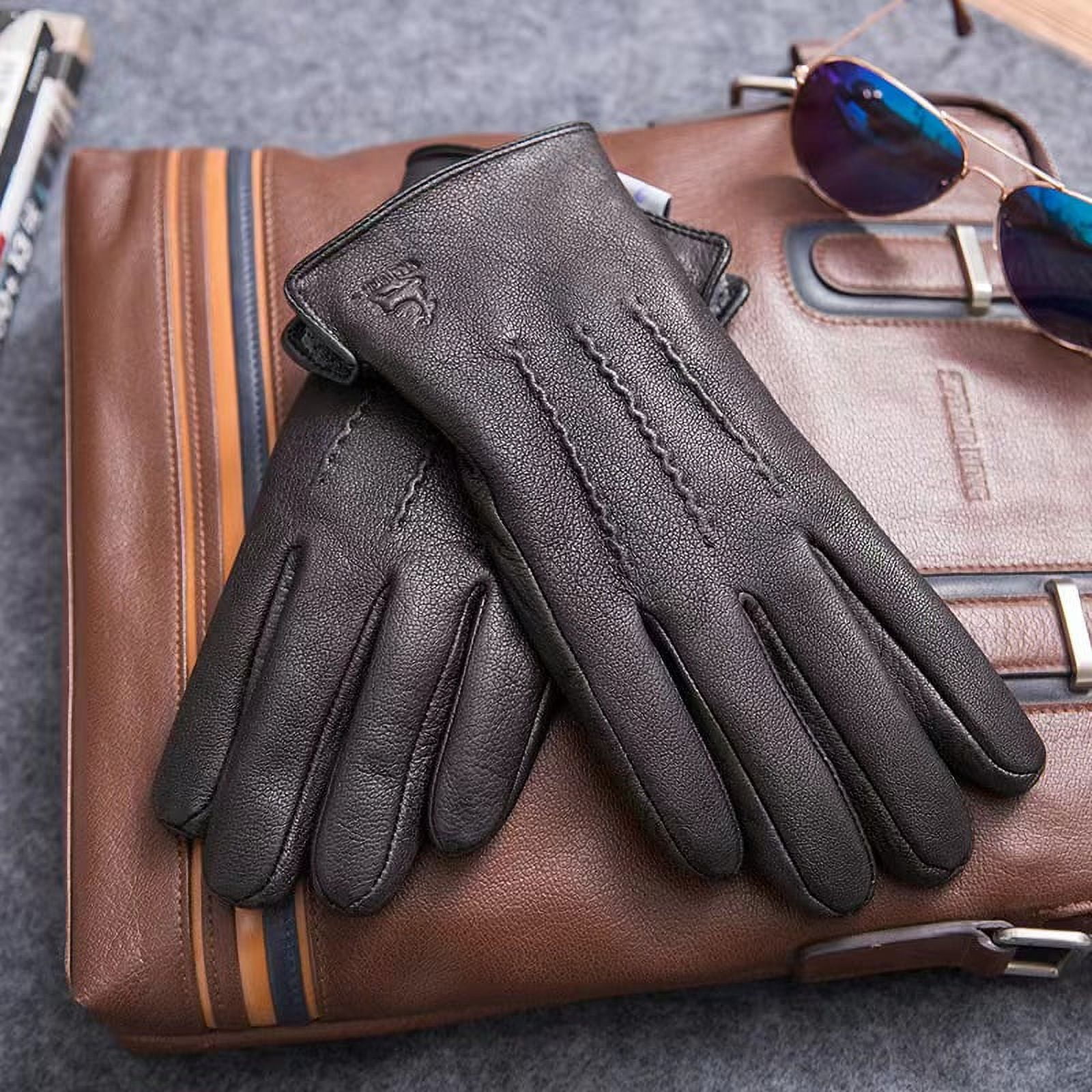 New men's 100% sheepskin gloves, deer skin pattern design, warm and ...