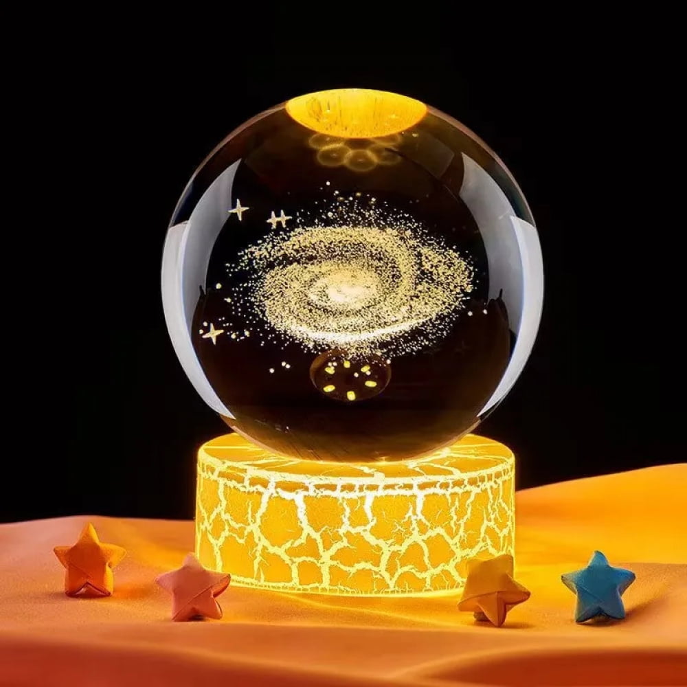 New models for 2025 3D Crystal Ball Glass Ball Planet Earth Wooden Base ...