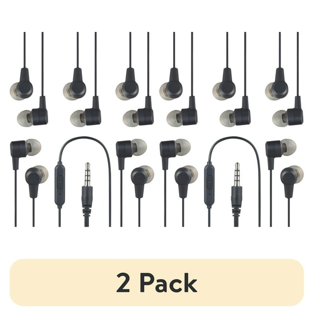 (2 pack) ONN. 5PK EARBUDS BLK - Walmart.com