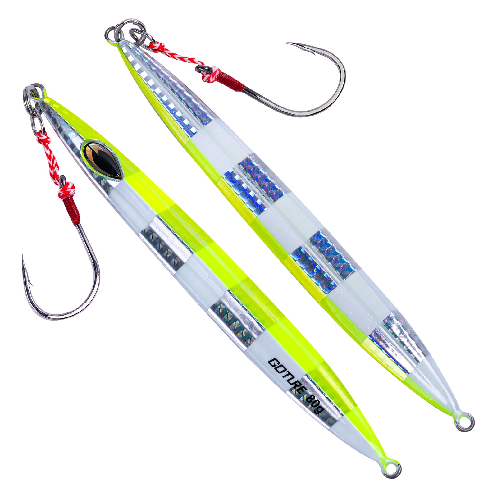 New pattern Goture Glow Slow Pitch Jigs , Double Assist Hook Fishing Jig Lead Saltwater Jigging ...