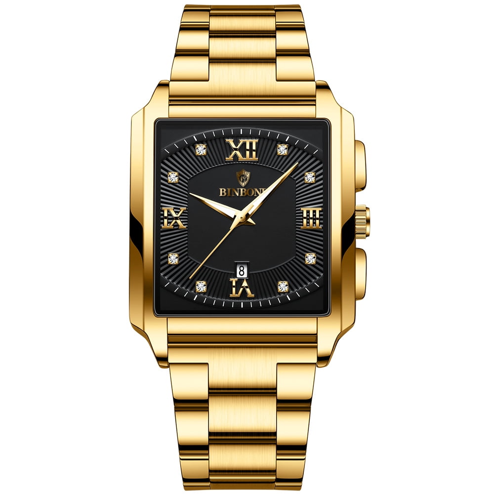 New rectangular men's watch, made of stainless steel, with a simple and ...