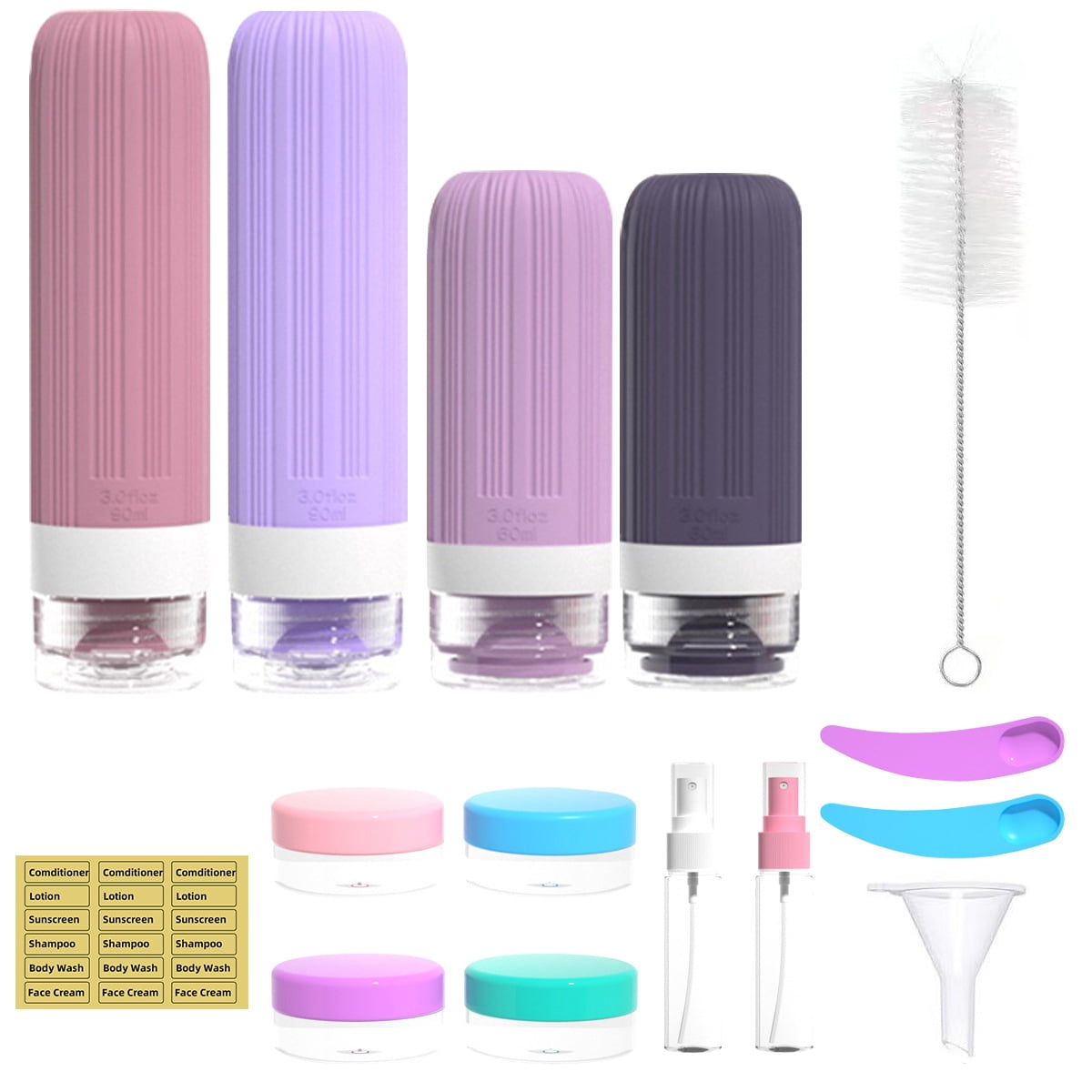 New set of silicone refill bottles for shampoo and shower gel storage ...
