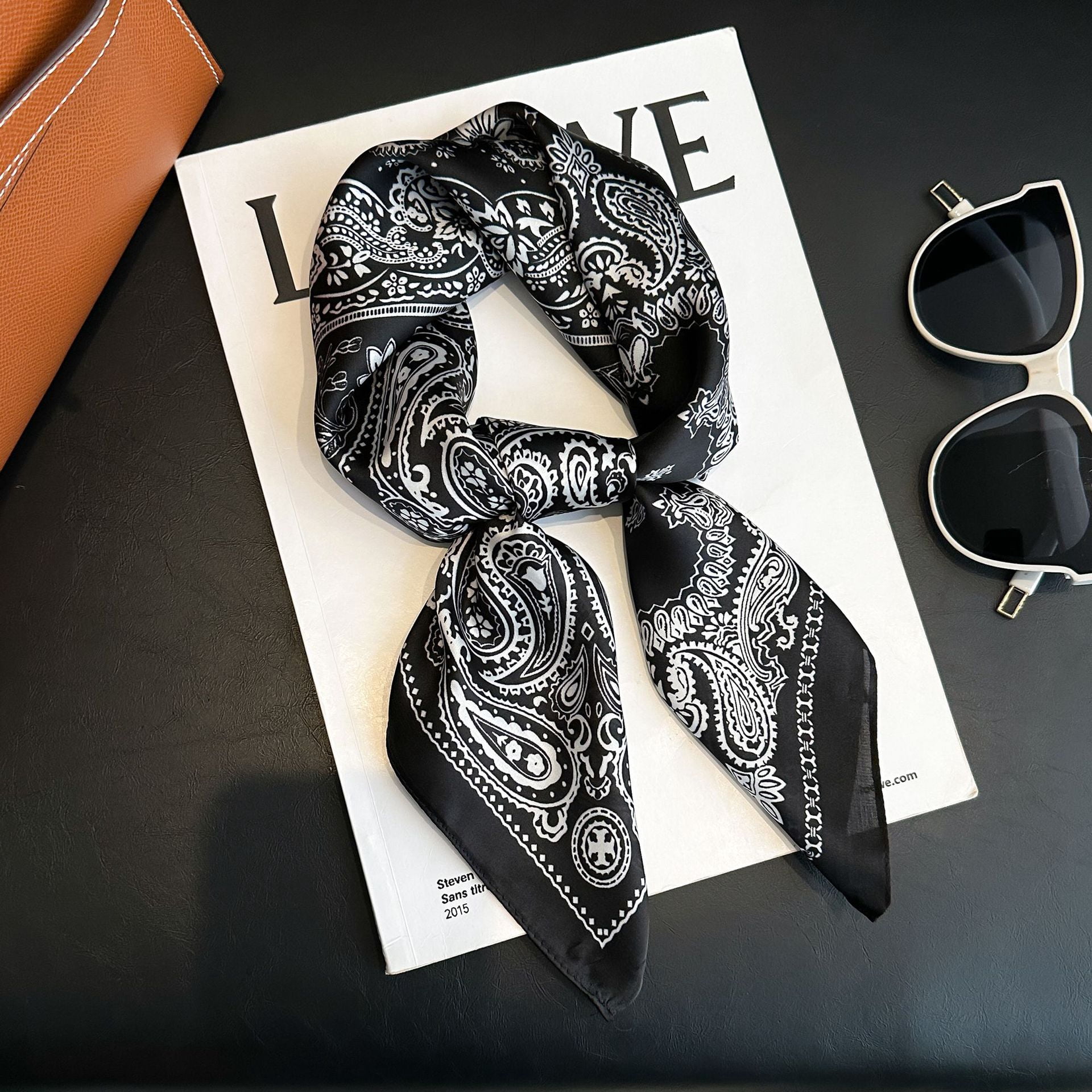 New square scarf, small silk scarf, satin imitation silk, women's ...