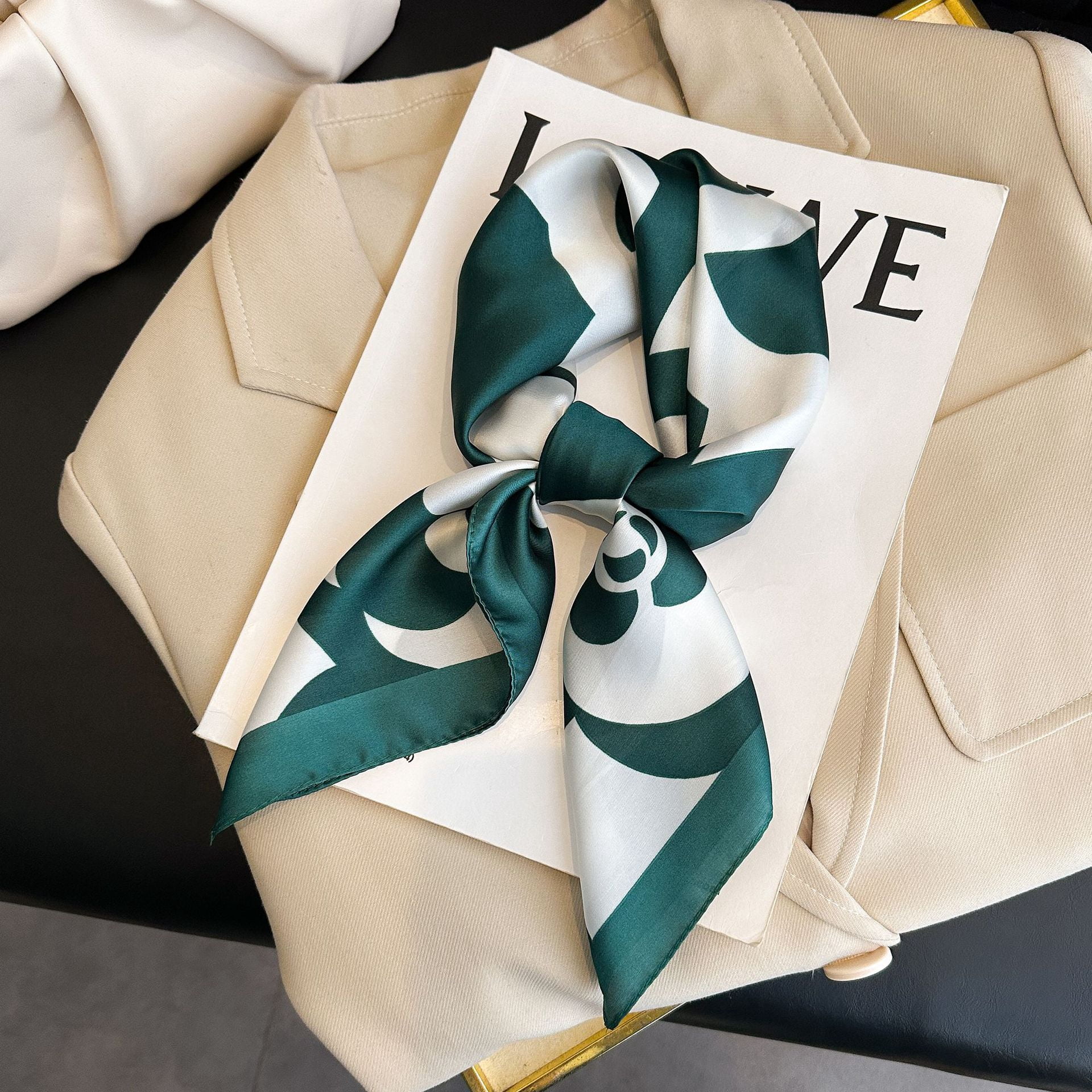 New square scarf, small silk scarf, satin imitation silk, women's ...