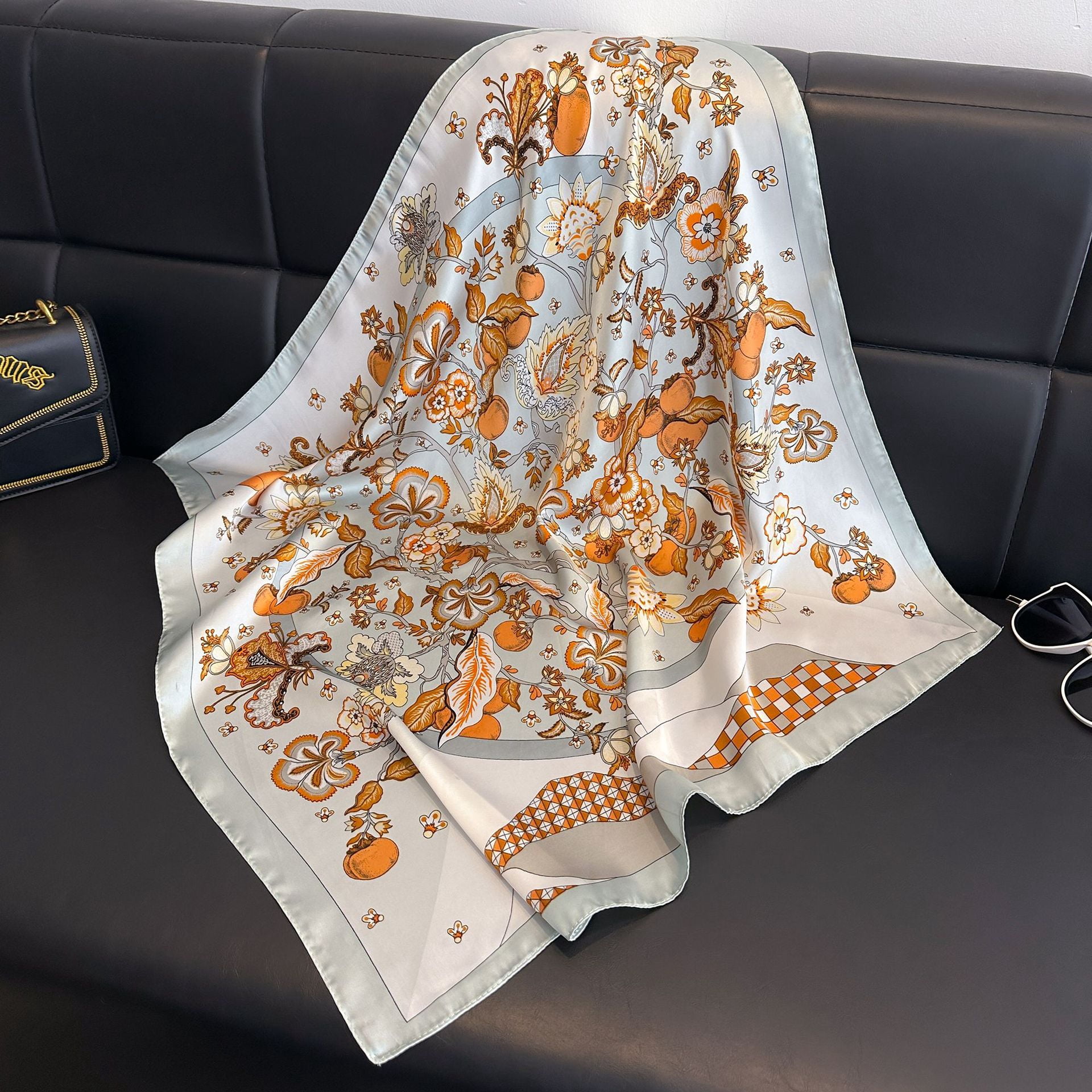 New square scarf, small silk scarf, satin imitation silk, women's ...