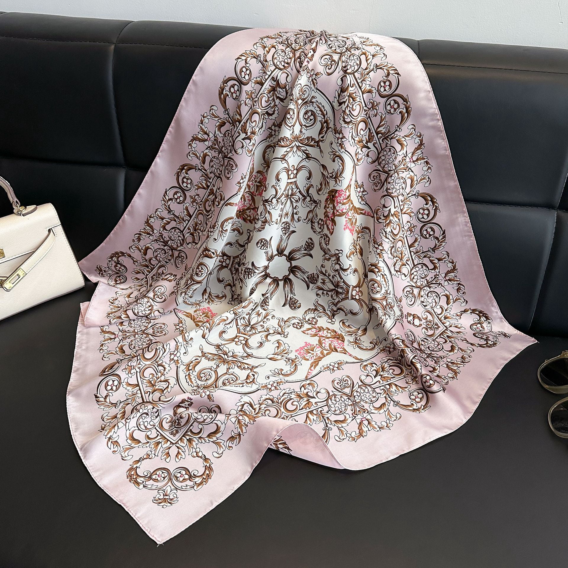 New square scarf, small silk scarf, satin imitation silk, women's ...