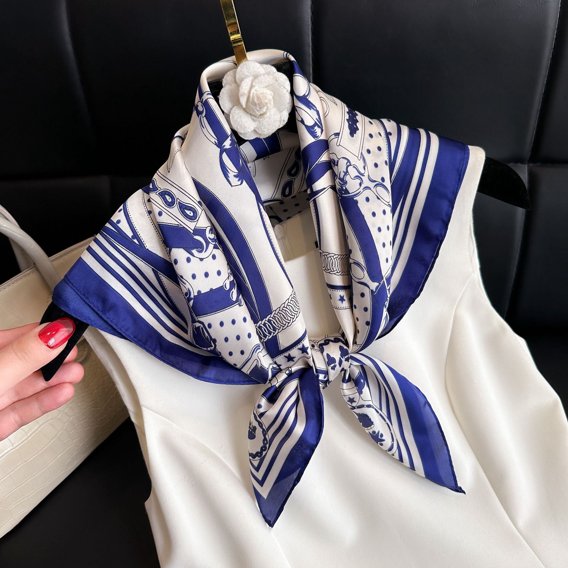 New square scarf, small silk scarf, satin imitation silk, women's ...