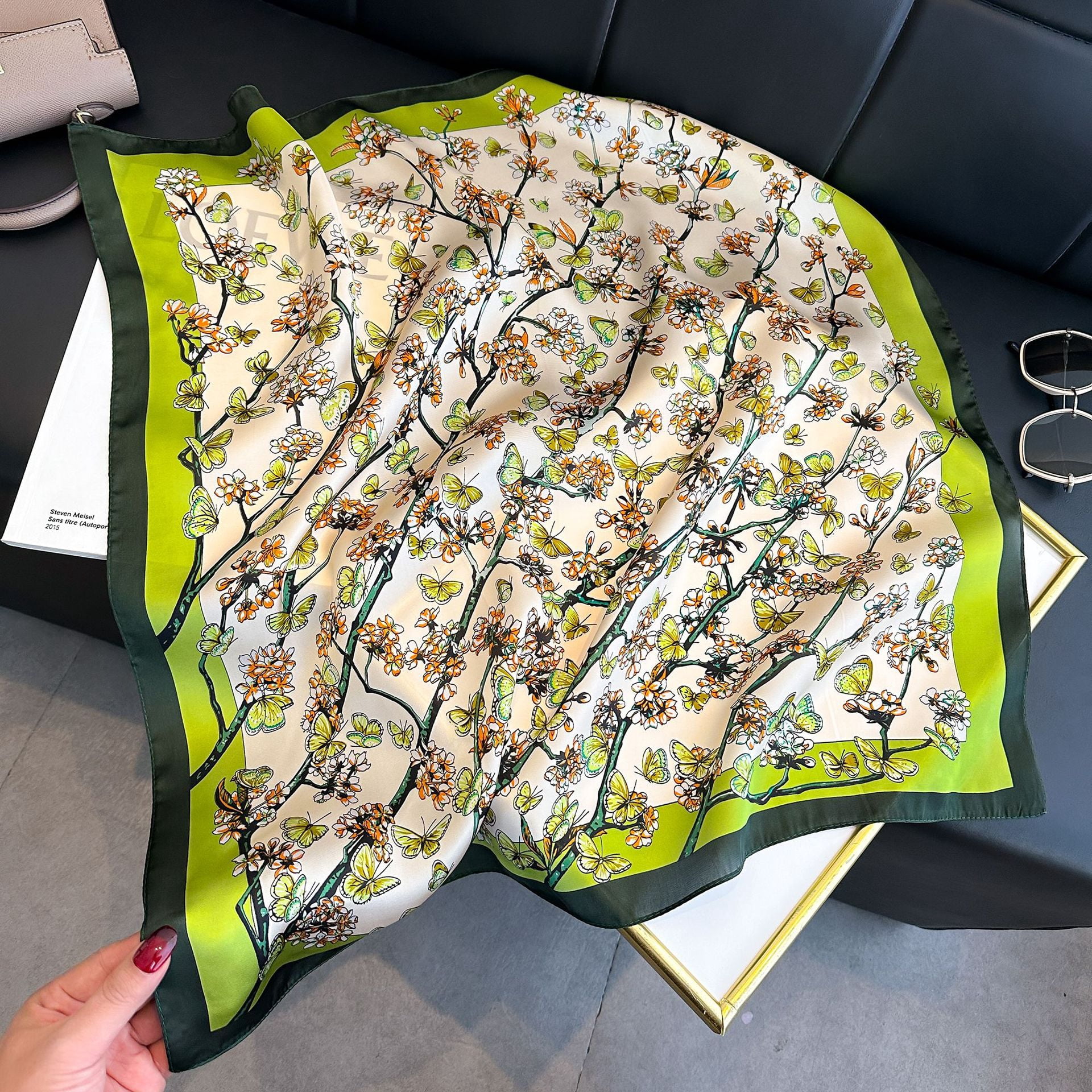 New square scarf, small silk scarf, satin imitation silk, women's ...