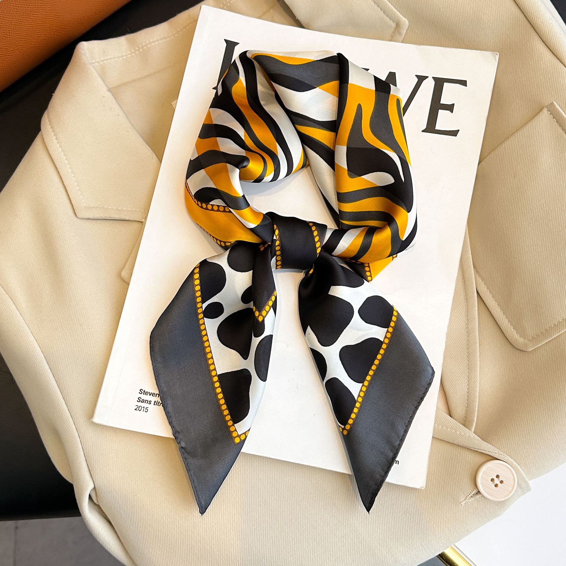 New square scarf, small silk scarf, satin imitation silk, women's ...