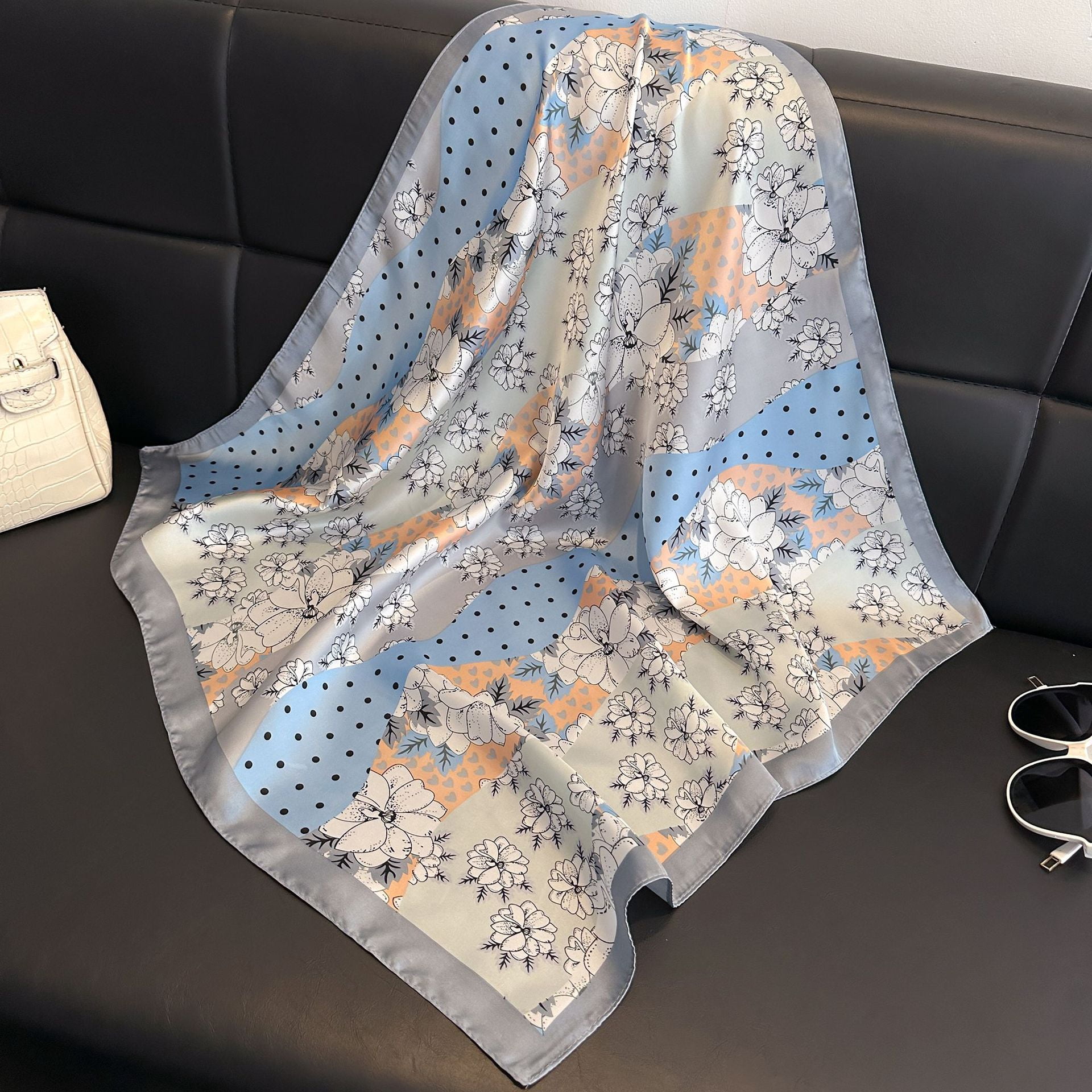 New square scarf, small silk scarf, satin imitation silk, women's ...