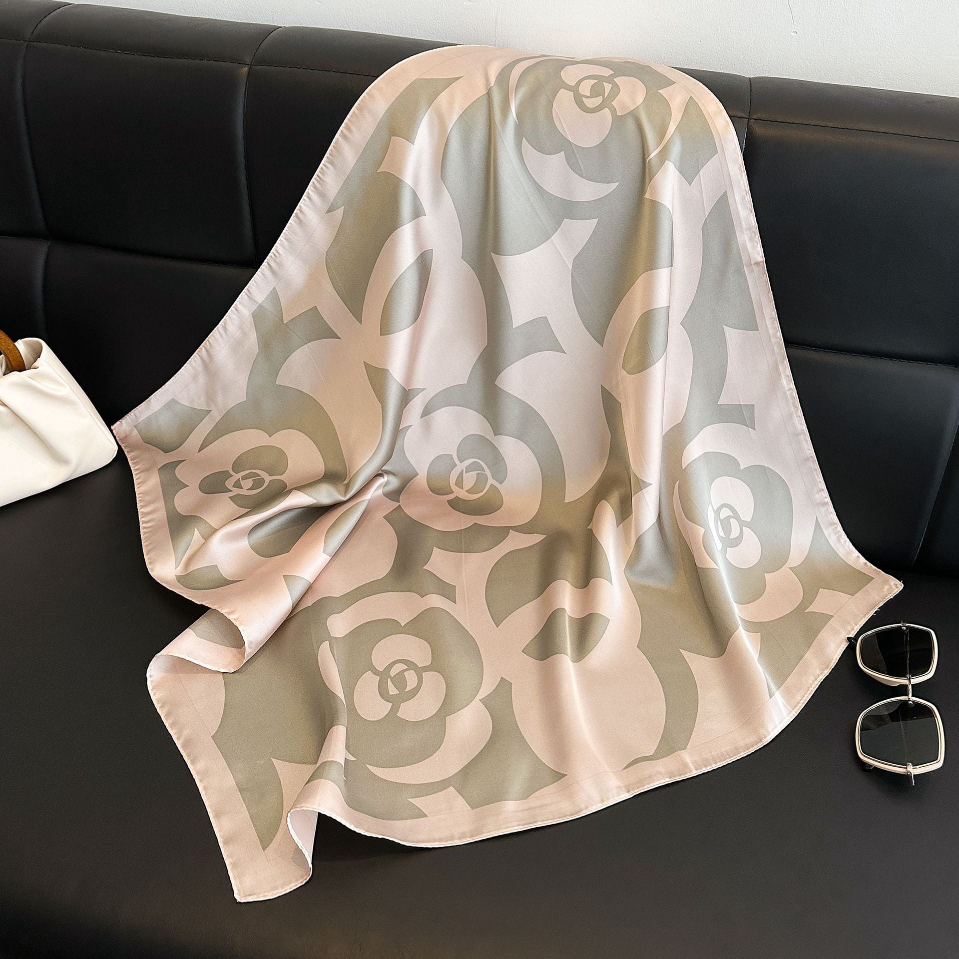 New square scarf, small silk scarf, satin imitation silk, women's ...