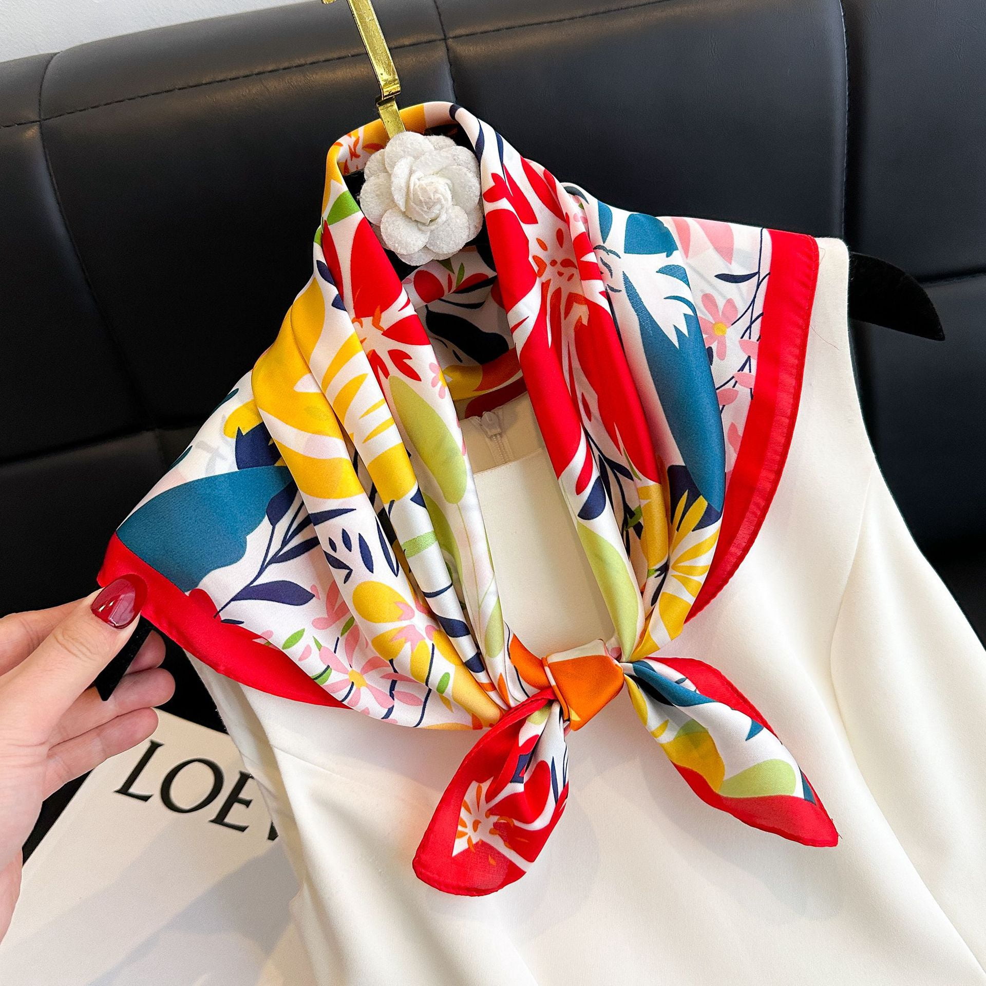 New square scarf, small silk scarf, satin imitation silk, women's ...