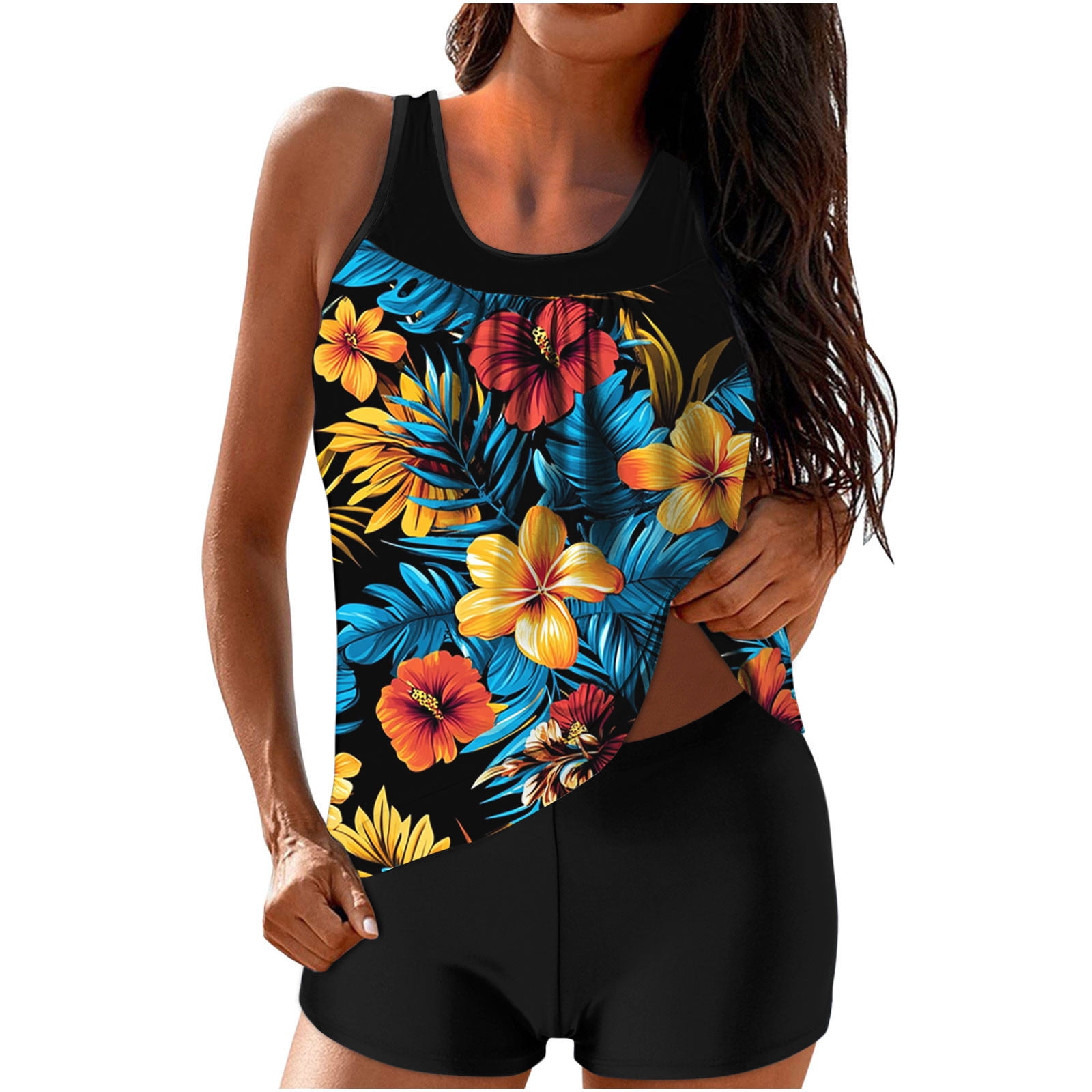 New summer arrivals UTSJKR Hawaiian Flower Swimsuits for Women Tankini Bathing Suit 2 Piece ...