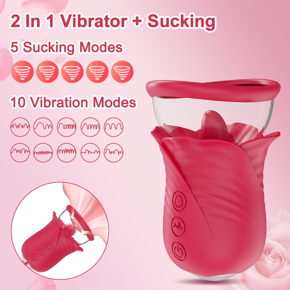 New Upgraded Sextoy Women Rose Toy Vibrator With Tongue Rose Sex