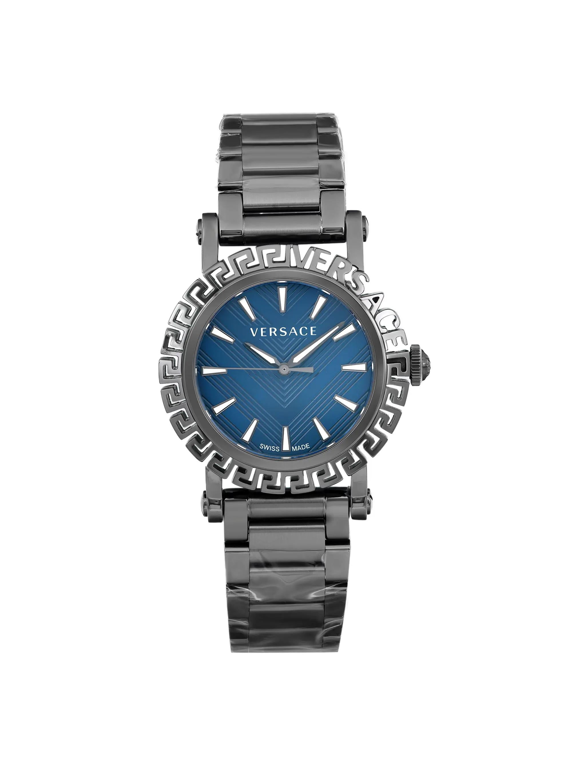 Versace Greca Glam 40mm Blue Dial Gunmetal Men Watch VE6D00423 ...