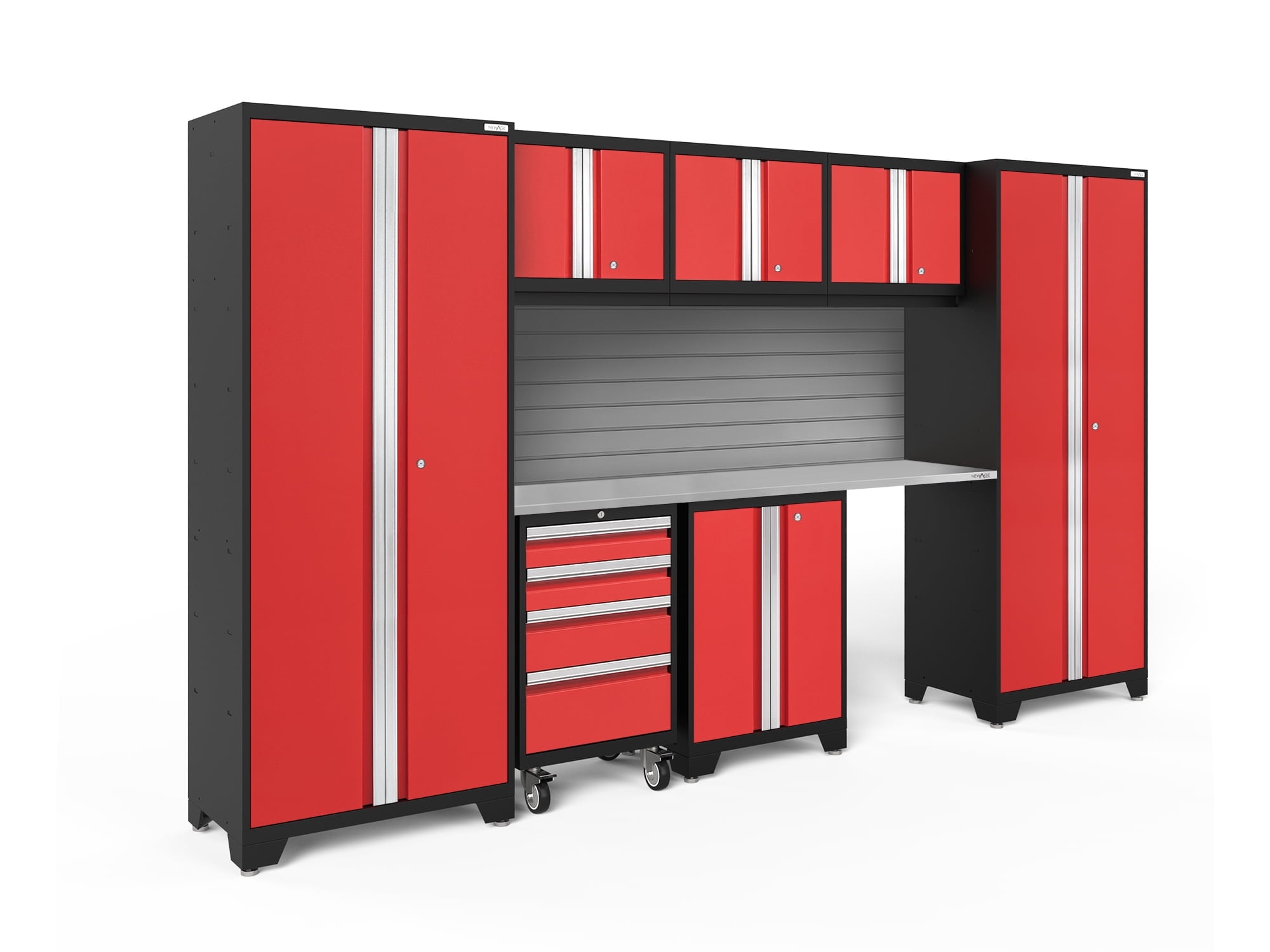 NewAge Products Bold Series Red 8 Piece Cabinet Set, Heavy Duty 24 ...