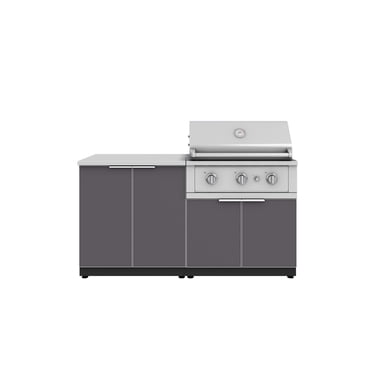 NewAge Products Outdoor Kitchen Aluminum 5 Piece Cabinet Set with Bar ...