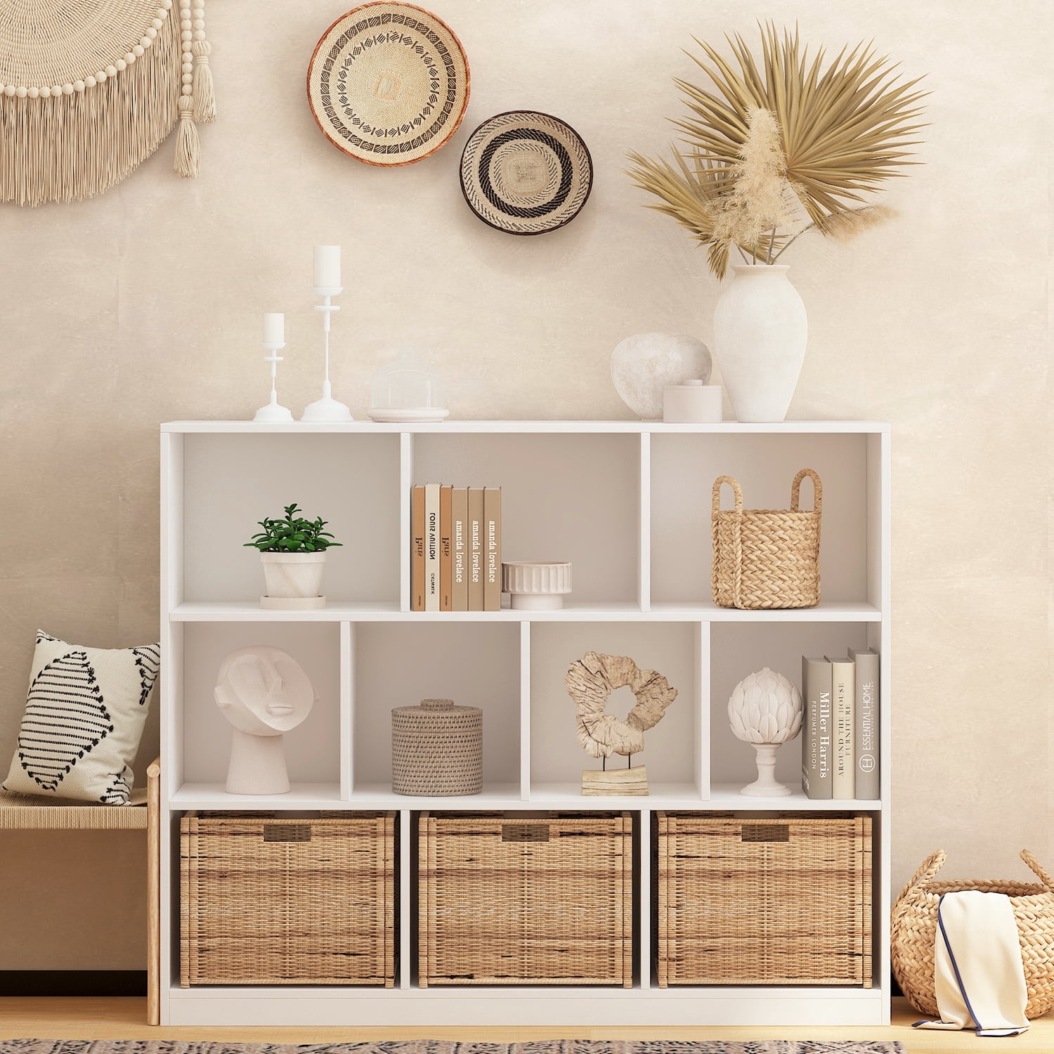 NewBeth Wooden 10 Cube Book Shelf with Base,3 Tier Freestanding ...