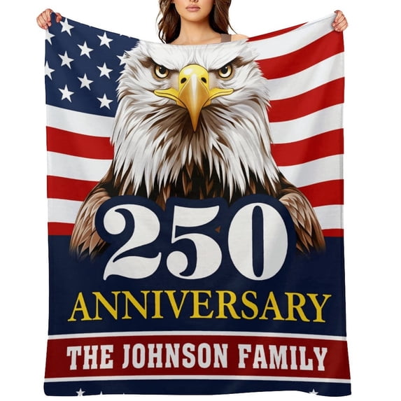 NewJum 250 Anniversary Flannel Throw Blanket, Patriotic Eagle Design ...