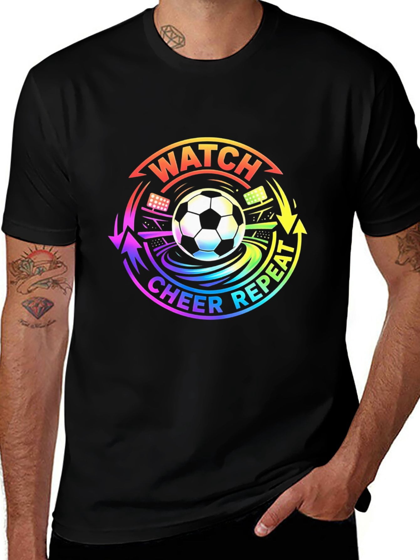 NewJum Men's Soccer Graphic T-Shirt, Cotton Short Sleeve Tee, Various ...